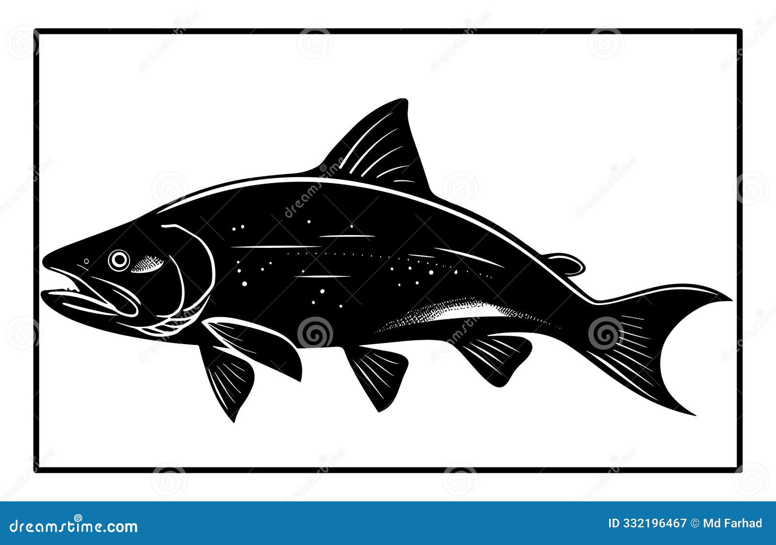 River Haddock Fish Silhouette. Fish Haddock Hand Drawn Illustration ...