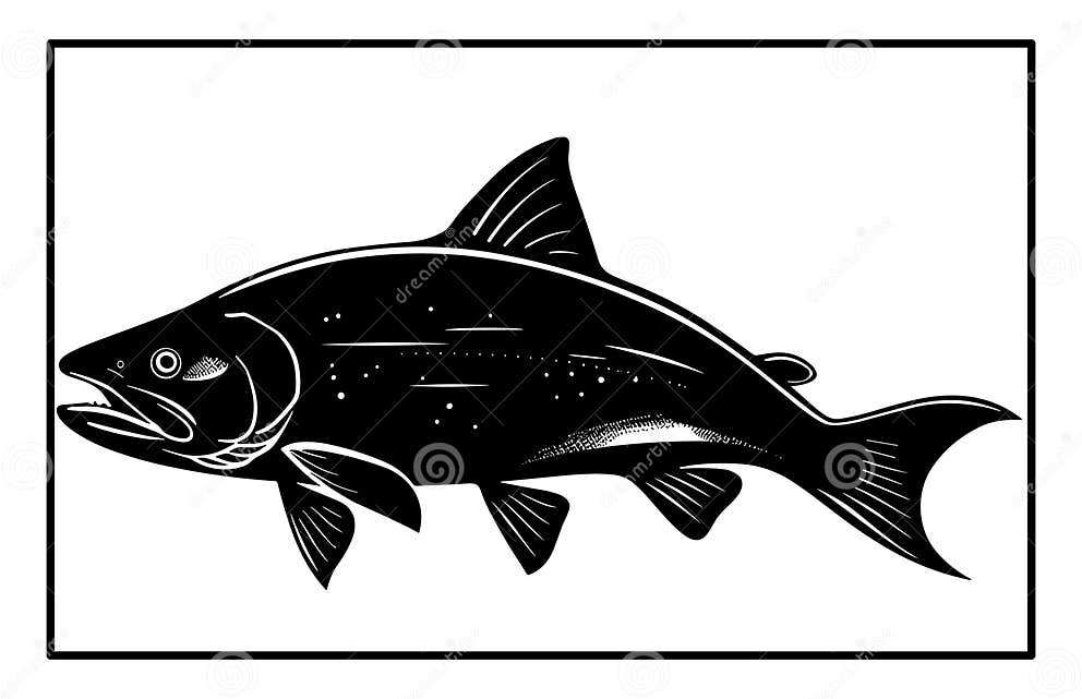 River Haddock Fish Silhouette. Fish Haddock Hand Drawn Illustration ...