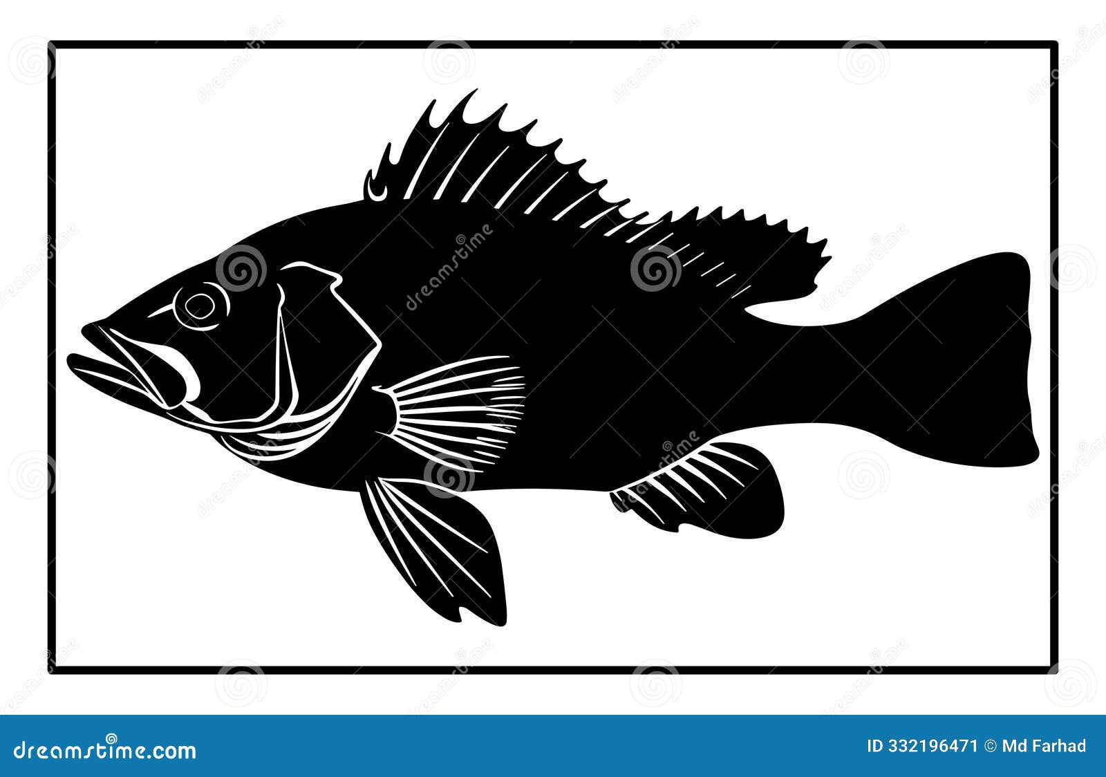 River Haddock Fish Silhouette. Fish Haddock Hand Drawn Illustration ...