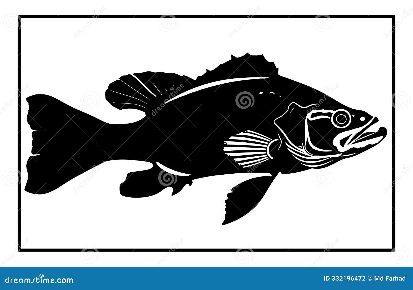 River Haddock Fish Silhouette. Fish Haddock Hand Drawn Illustration ...