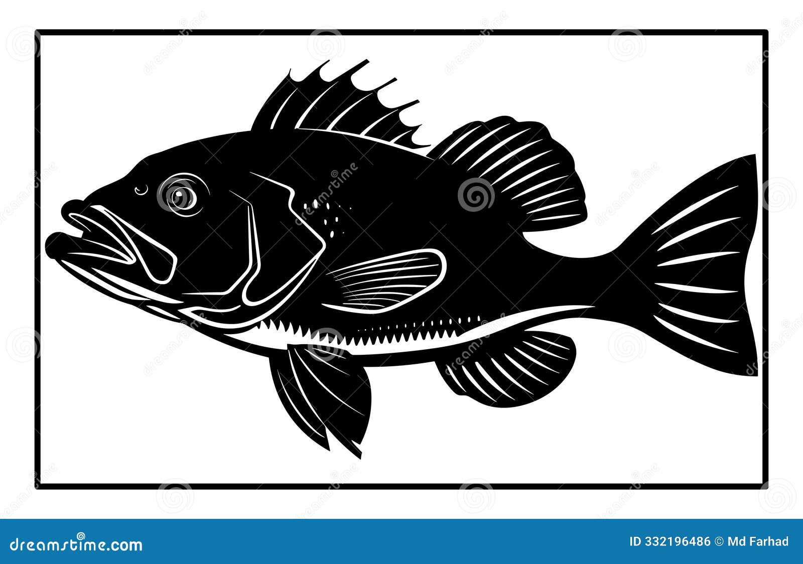 River Haddock Fish Silhouette. Fish Haddock Hand Drawn Illustration ...