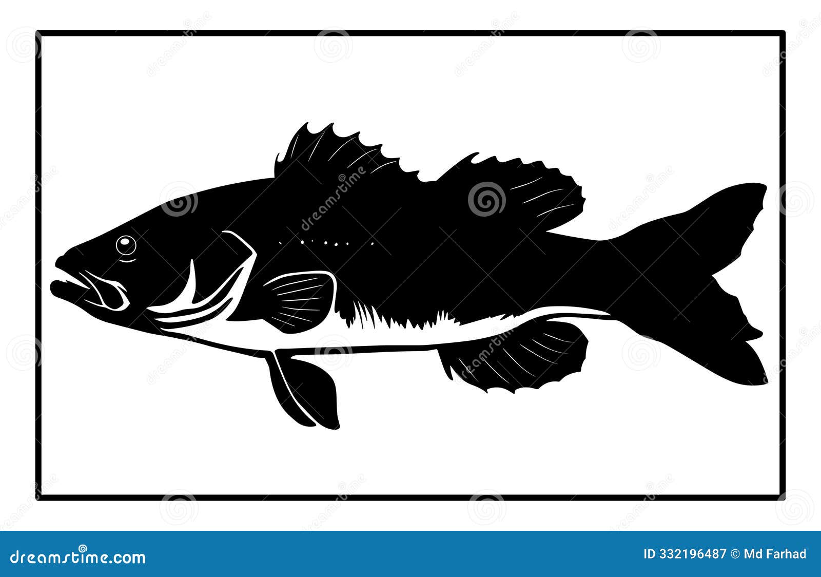 River Haddock Fish Silhouette. Fish Haddock Hand Drawn Illustration ...