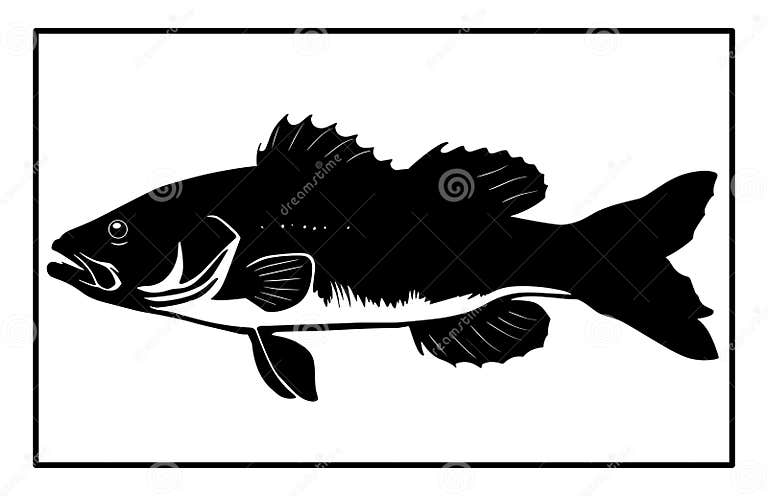 River Haddock Fish Silhouette. Fish Haddock Hand Drawn Illustration ...