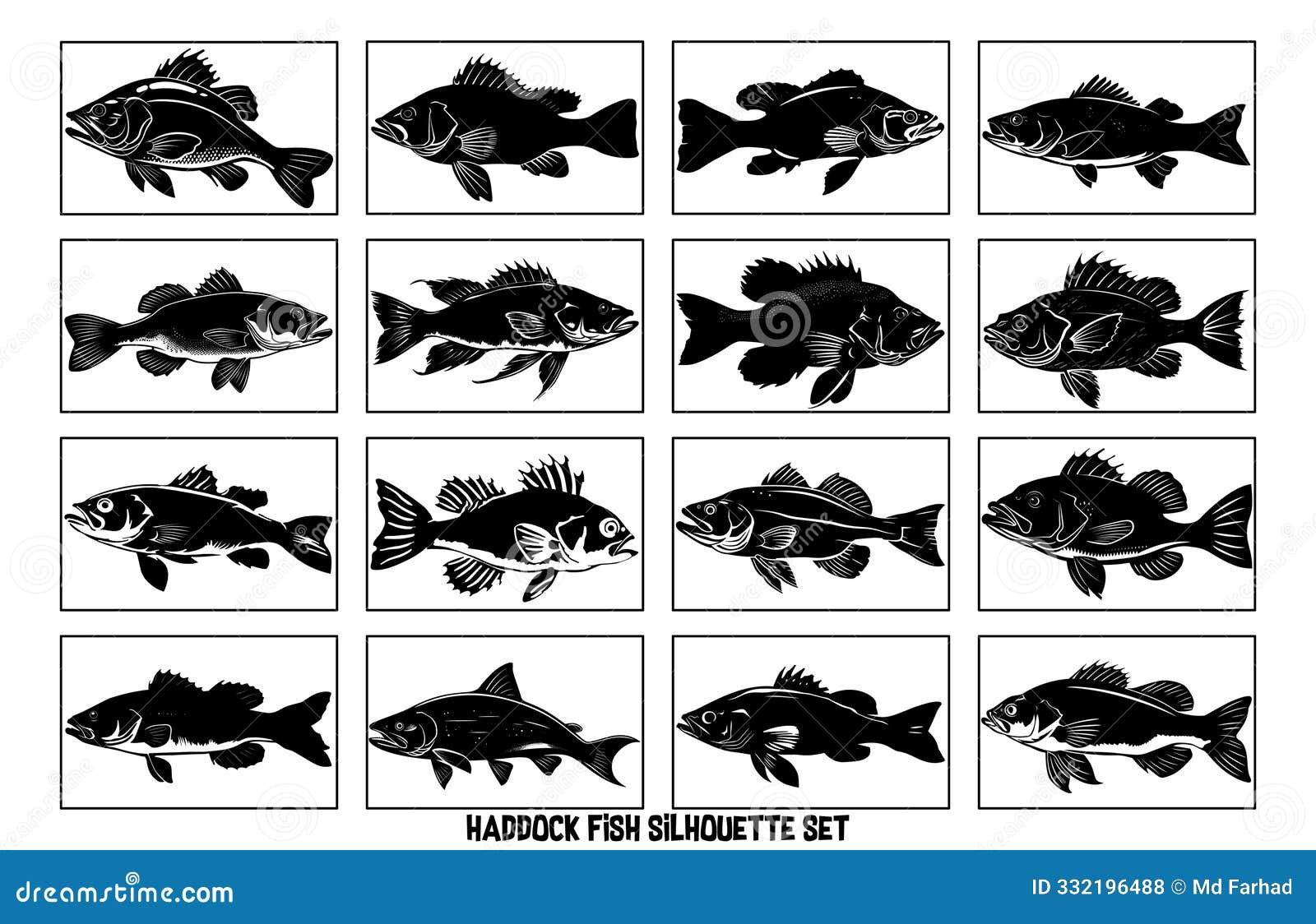 River Haddock Fish Silhouette. Fish Haddock Hand Drawn Illustration ...