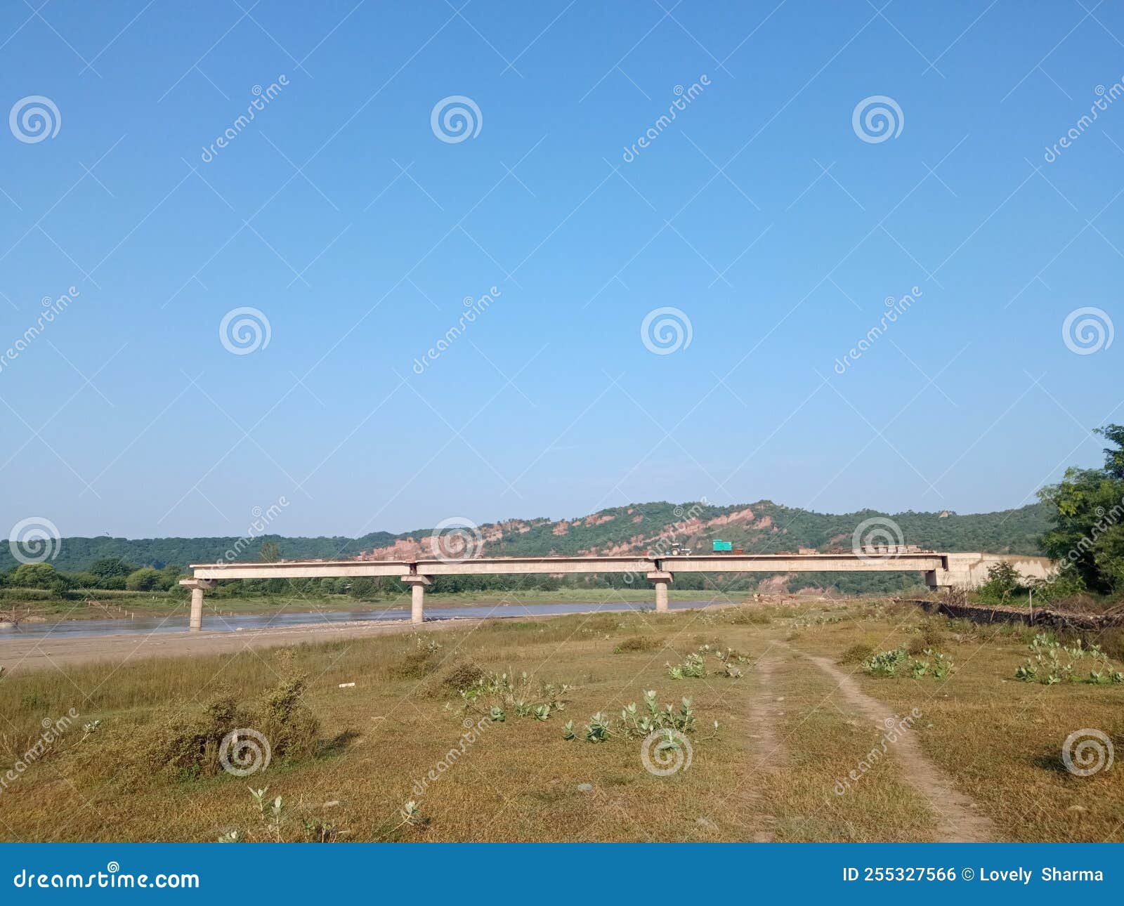 River Hill Bridge Water Grass Phadi Stock Photo - Image of hill, bridge ...
