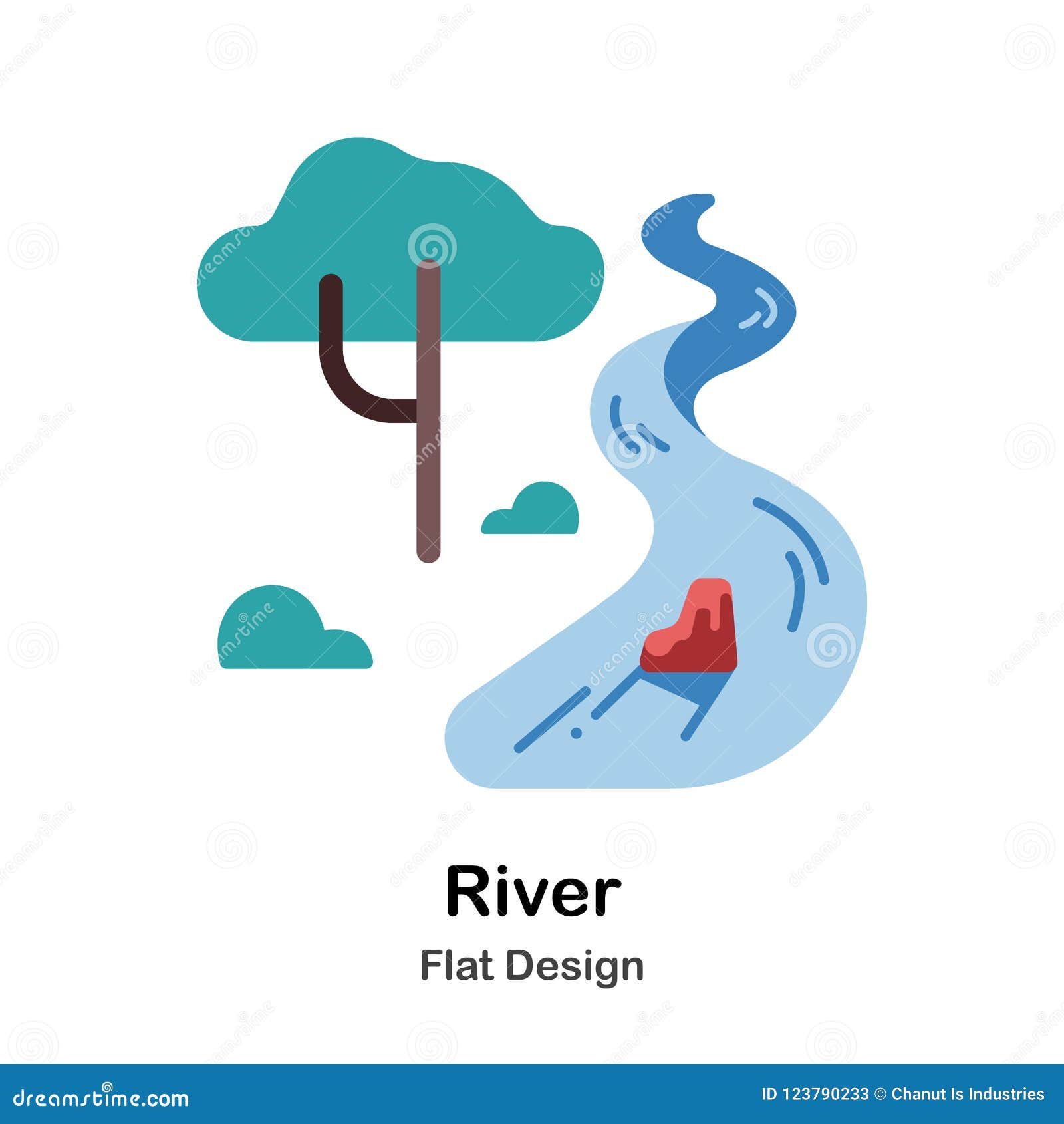 River Flat Icon stock vector. Illustration of nature - 123790233