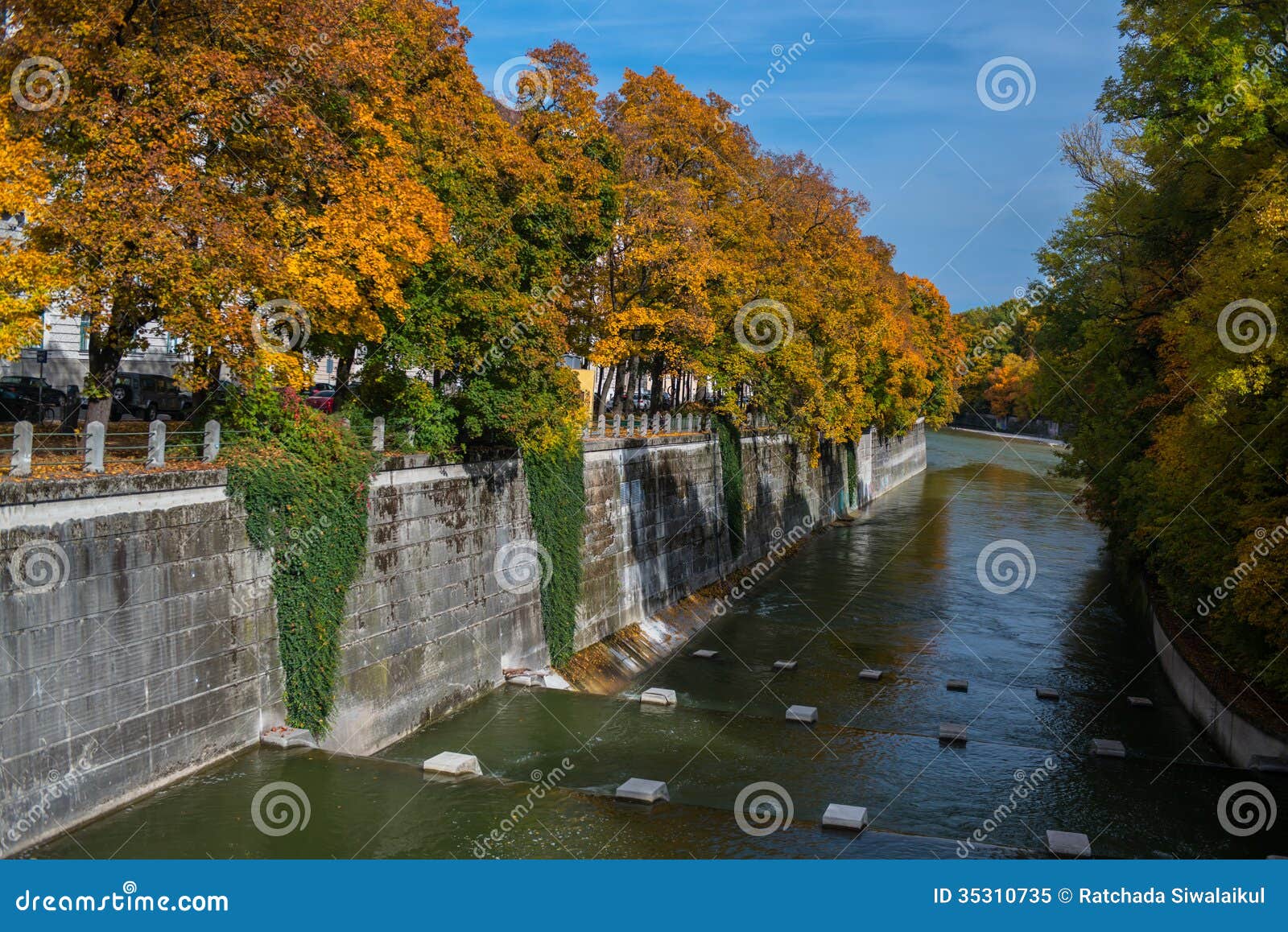 River Isar,Munich stock image. Image of clouds, fall - 35310735