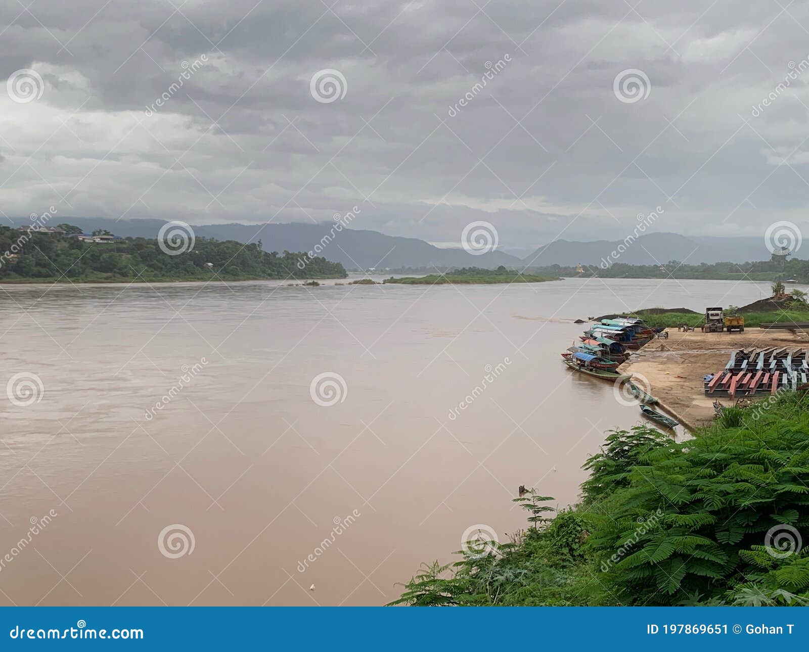 River Jetty with Boats Moored on the Coast Stock Image - Image of rust ...