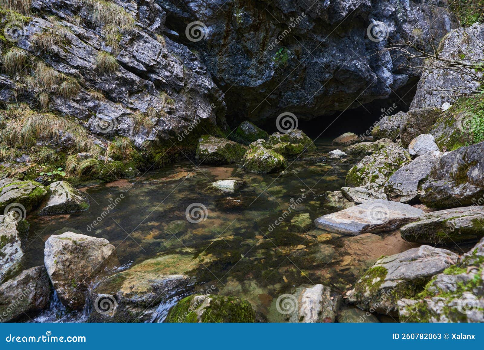 River from a Karst Spring in the Mountains Stock Image - Image of cave ...