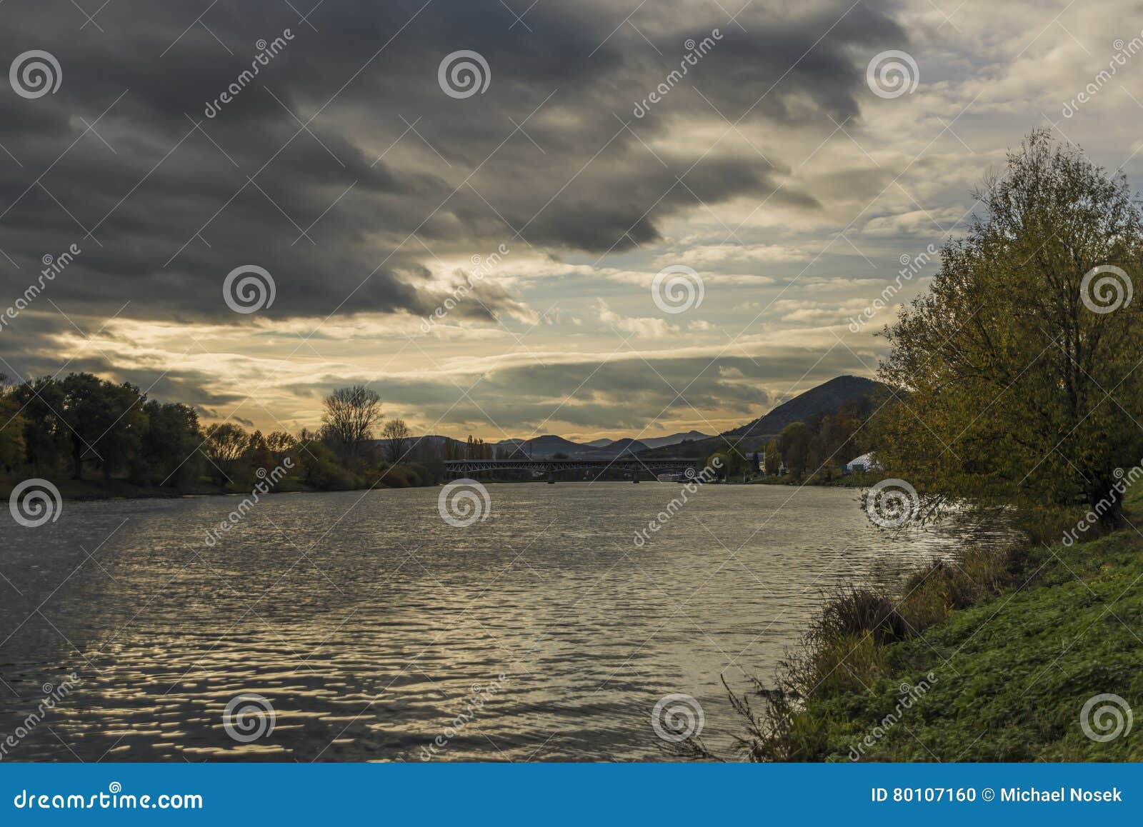 River Labe in Litomerice Town Stock Photo - Image of fall, europe: 80107160