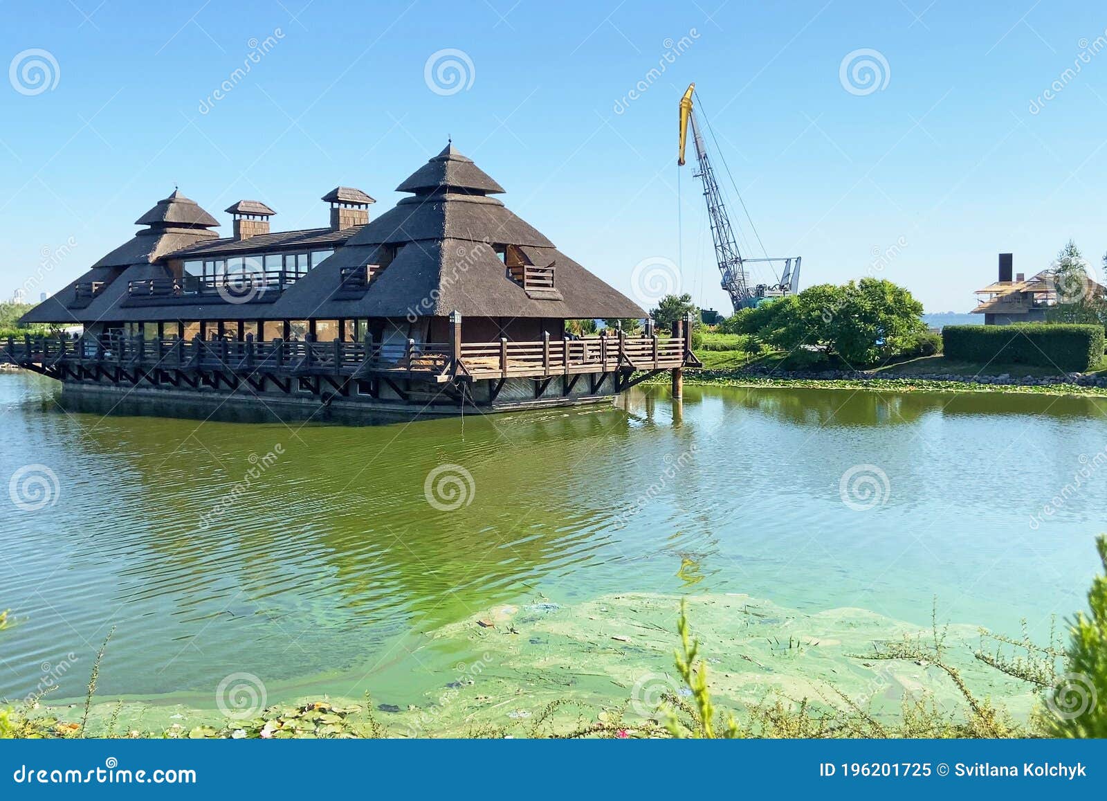 River or Lake House Building, Home on the Water Construction Stock ...