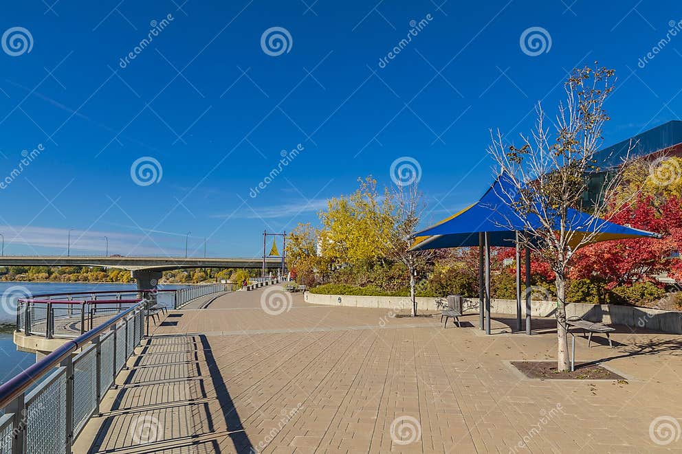 River Landing in Saskatoon, Saskatchewan, Canada Stock Photo - Image of ...