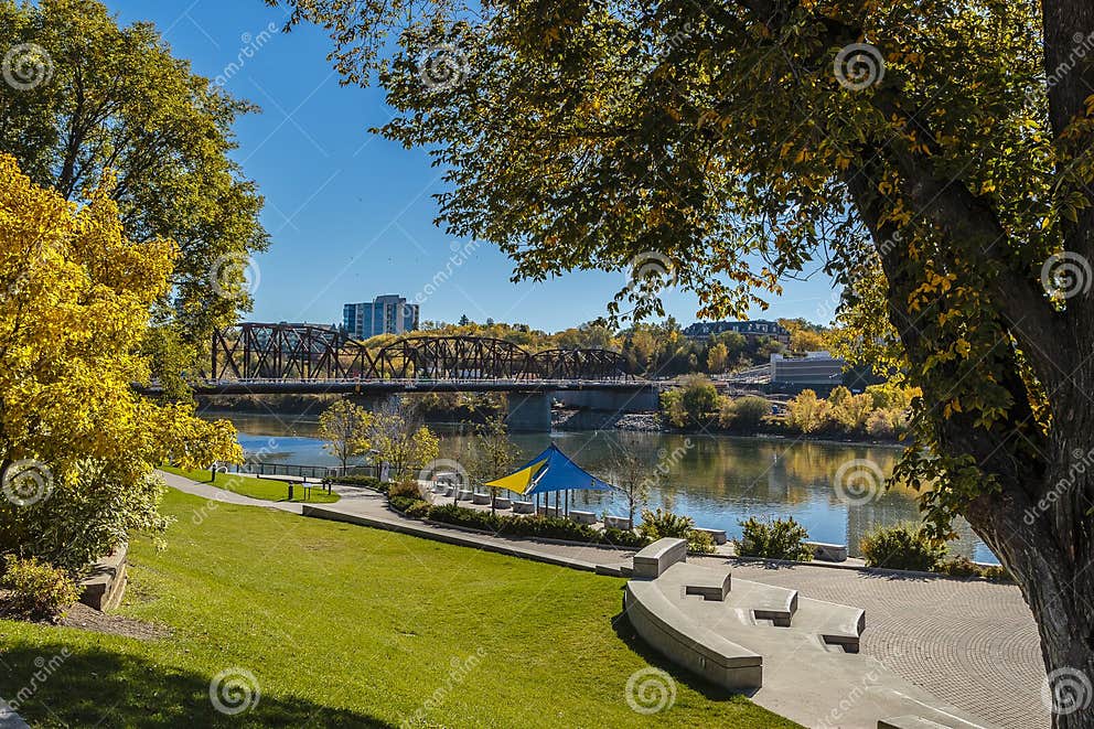 River Landing in Saskatoon, Saskatchewan, Canada Stock Photo - Image of ...