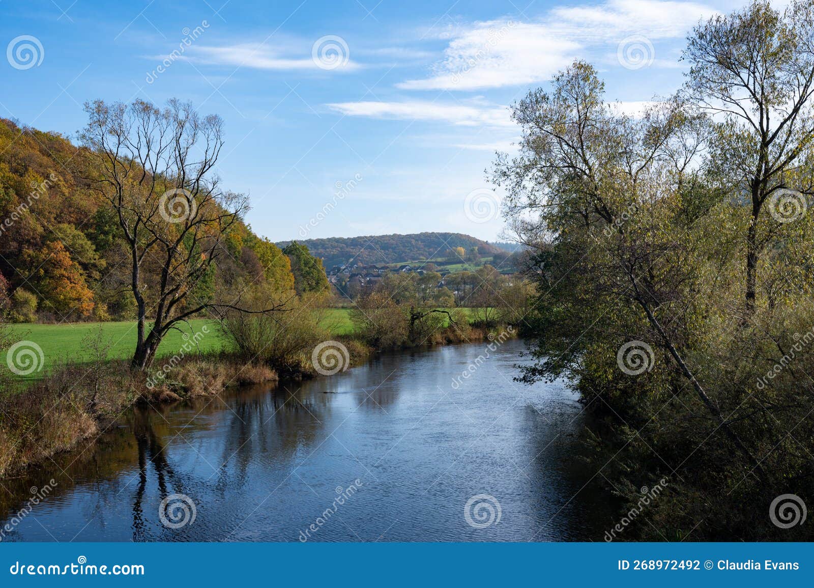 River Landscape - the River Eder in a Green Landscape Stock Photo ...