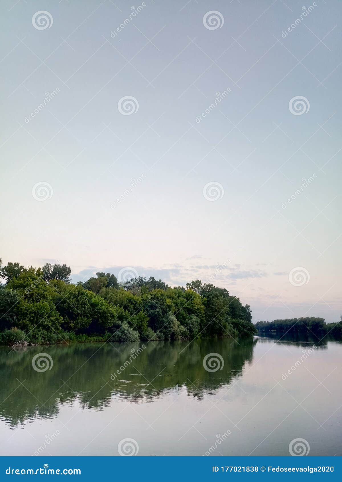 River Landscape. River Flow. Water Surface and Trees on Shore Stock ...