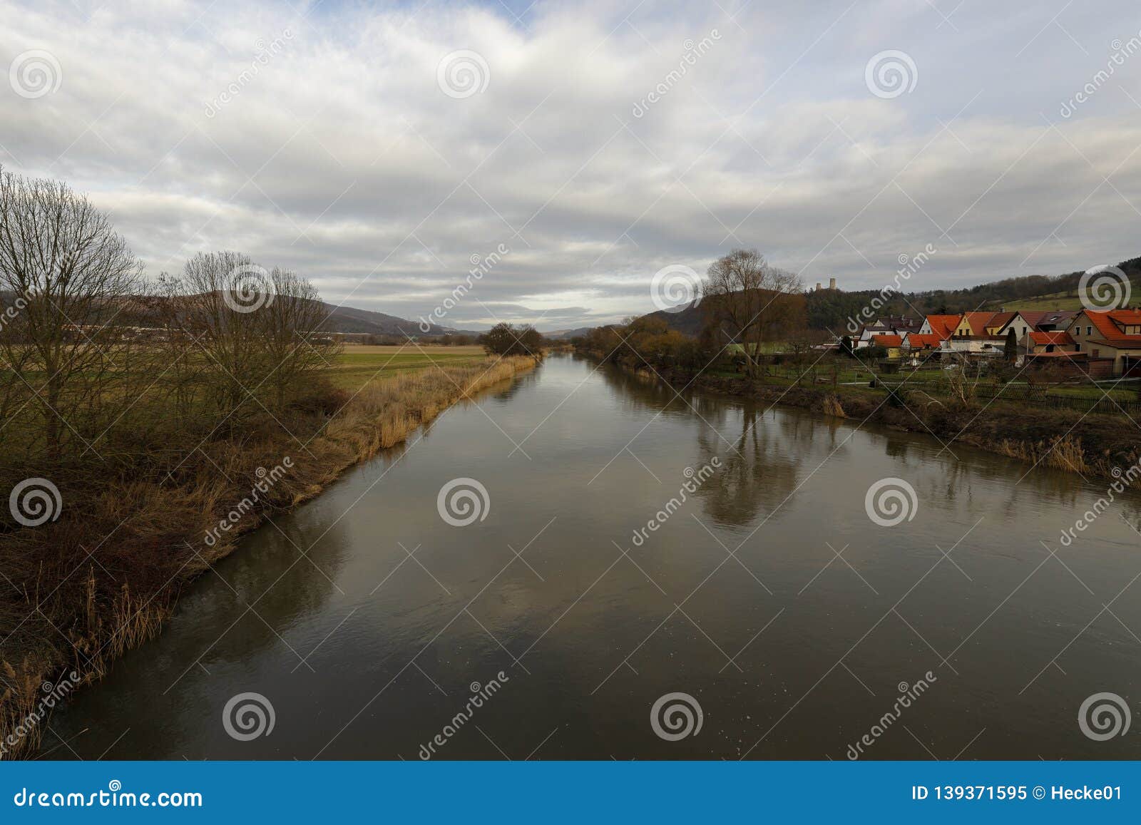 River Landscape in the Werra Valley in Germany Stock Image - Image of ...
