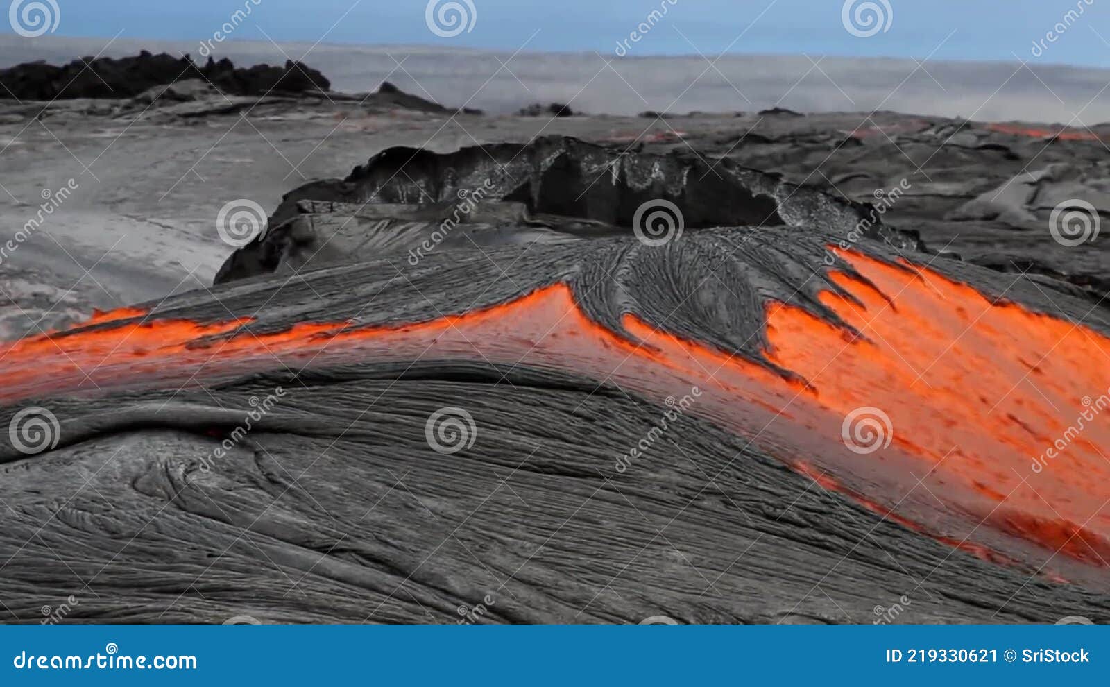 River of Lava with Selective Focus . Hot Lava Floating from Active ...