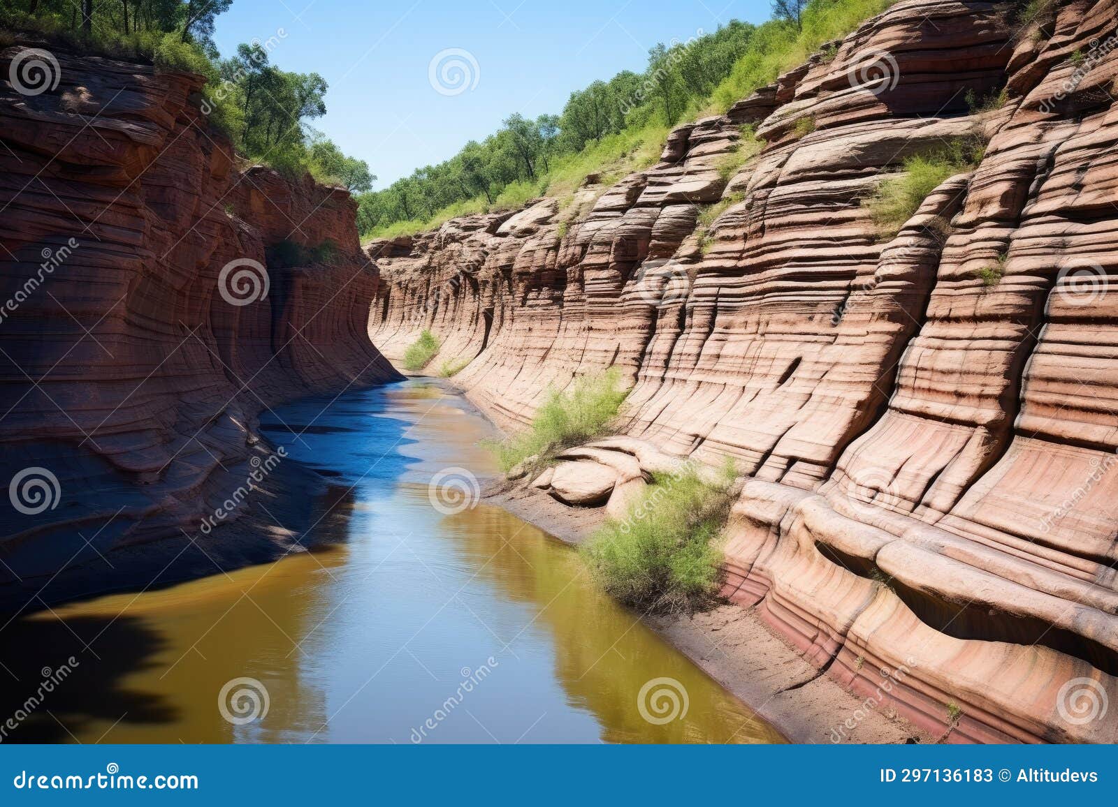 A River through Layered Sandstone Formation Stock Image - Image of ...