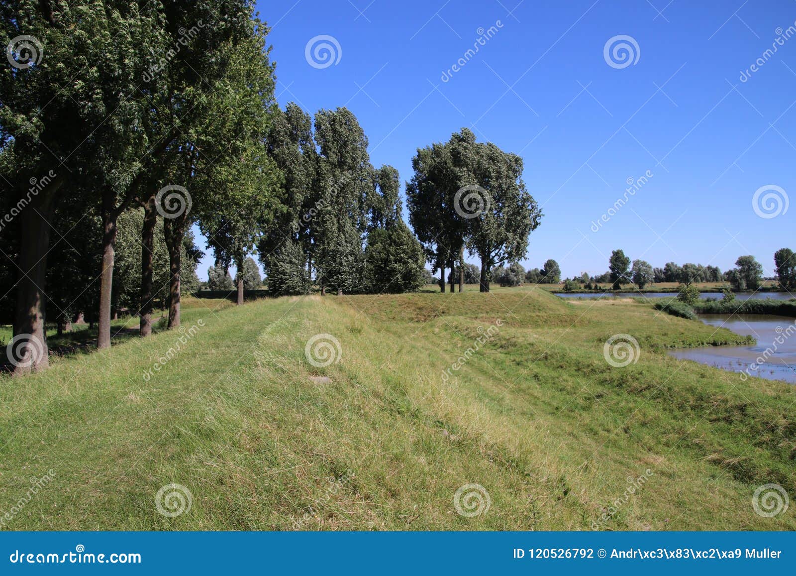 River Lek, Which is a Lateral of River Rhine with Dykes in the Sun in ...