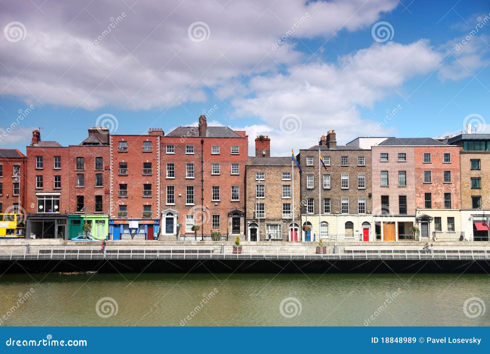 River Liffey and Colorful Buildings in Dublin Stock Image - Image of ...