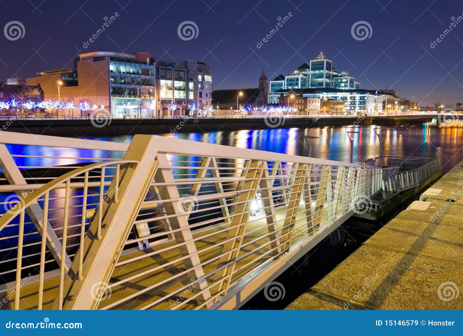 River Liffey by Night stock image. Image of quay, illuminated - 15146579