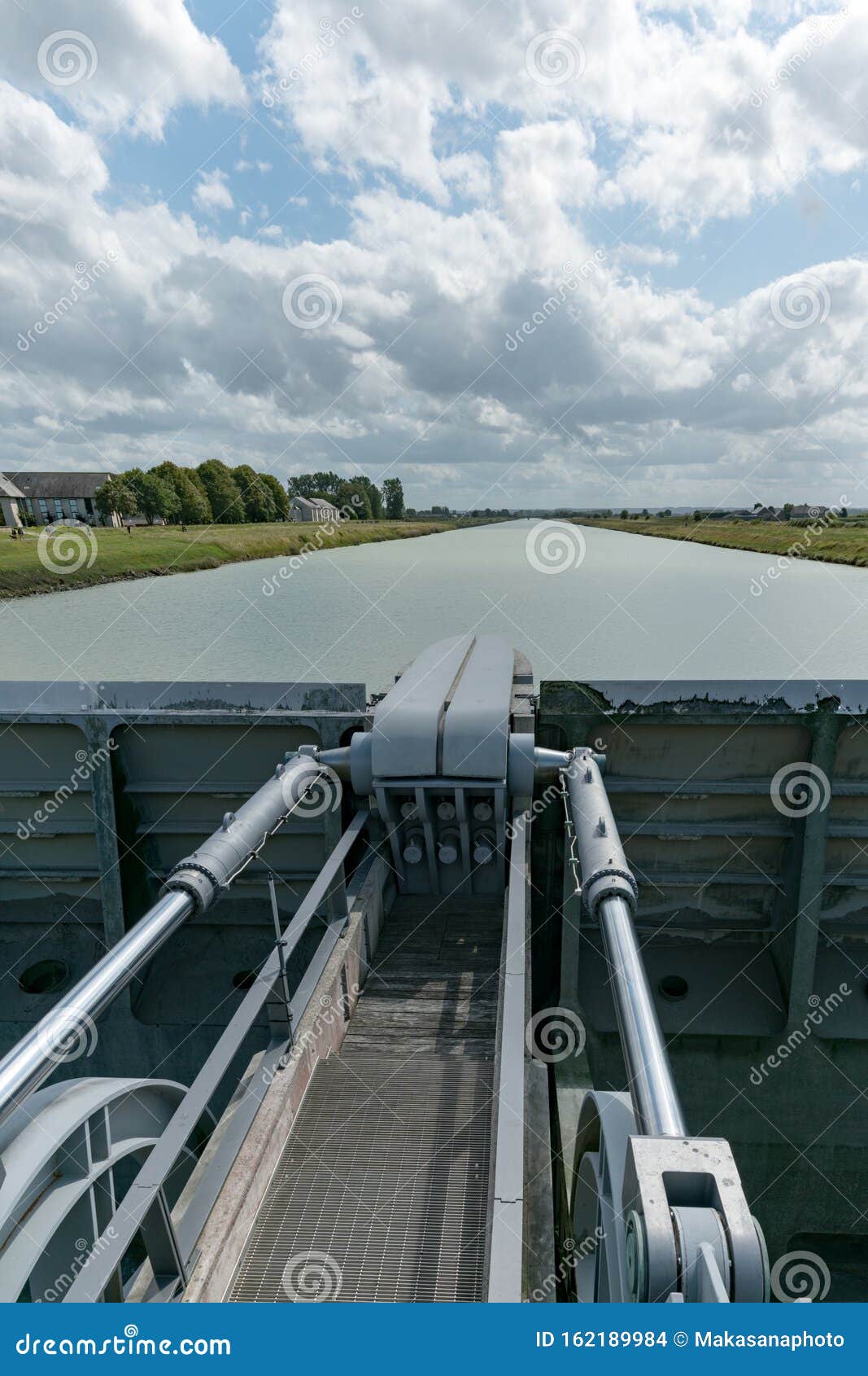 River Locks and Weir To Regulate Water Flow in Canal System Stock Photo ...