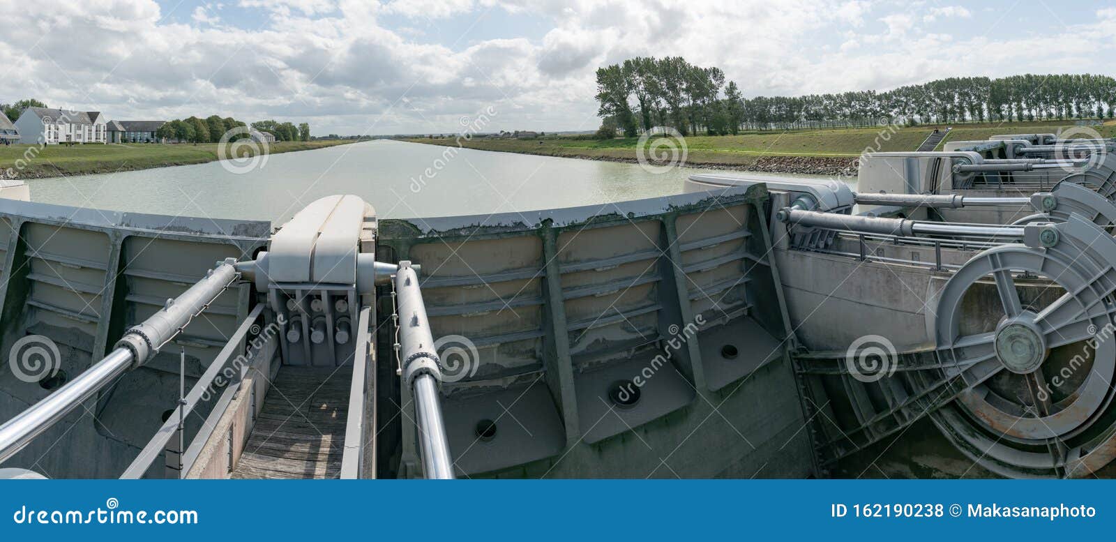 River Locks and Weir To Regulate Water Flow in Canal System Stock Photo ...