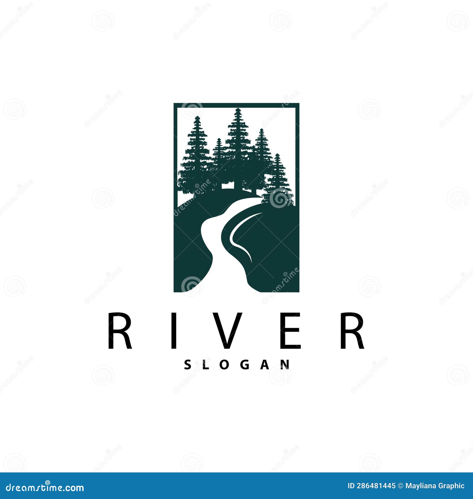 River Logo Design, River Creek Vector, Riverside Landscape Illustration ...