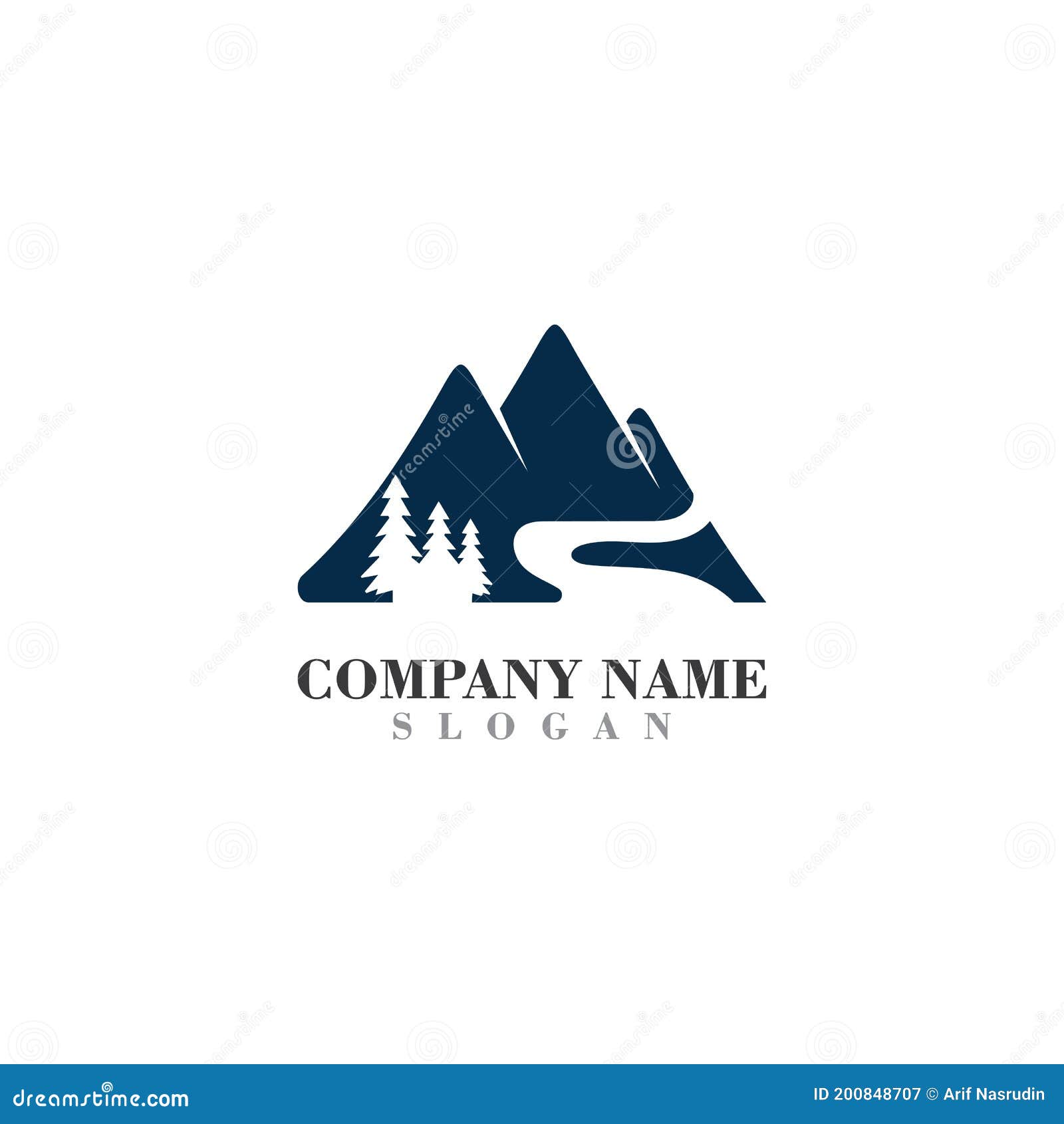 River Logo Simple Mountain Sunset Sky Nature Hill Vector Design ...
