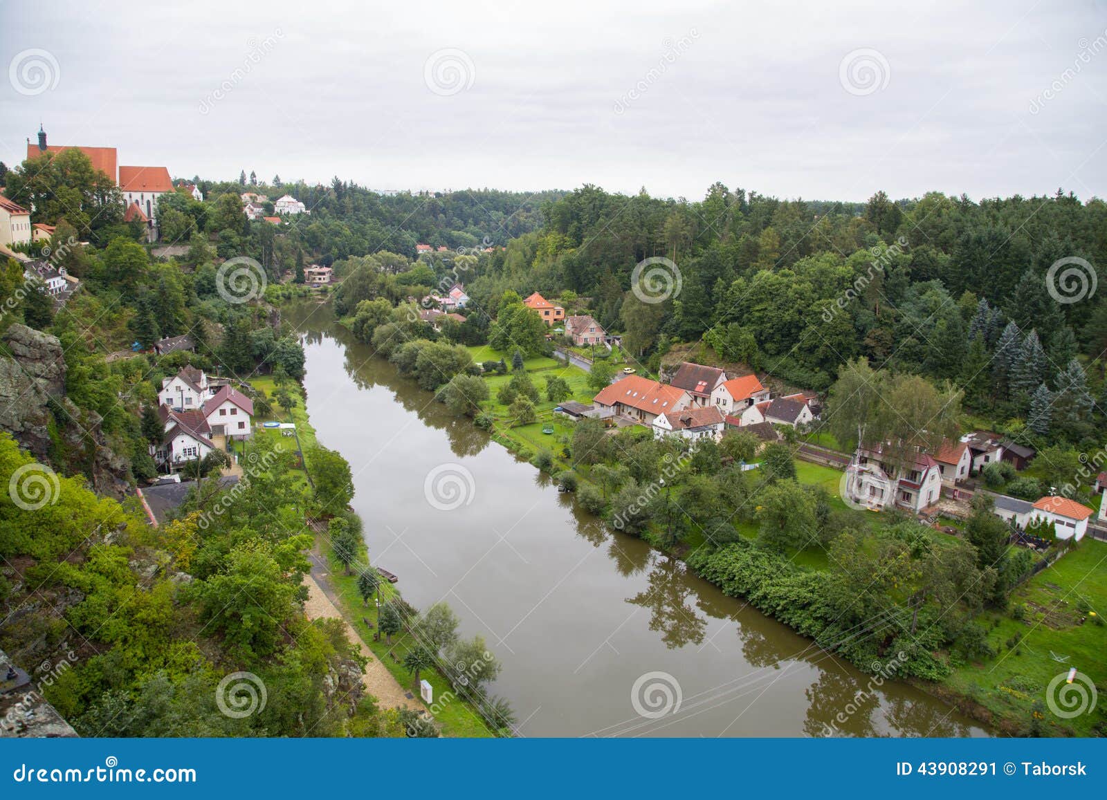River Luznice and Town Bechyne Stock Image - Image of south, building ...