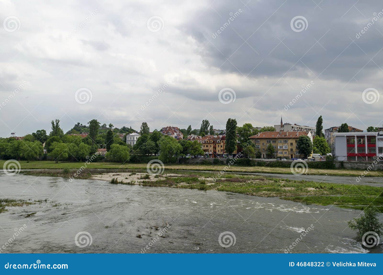 River Maritsa in Plovdiv Town Stock Photo - Image of house, trees: 46848322
