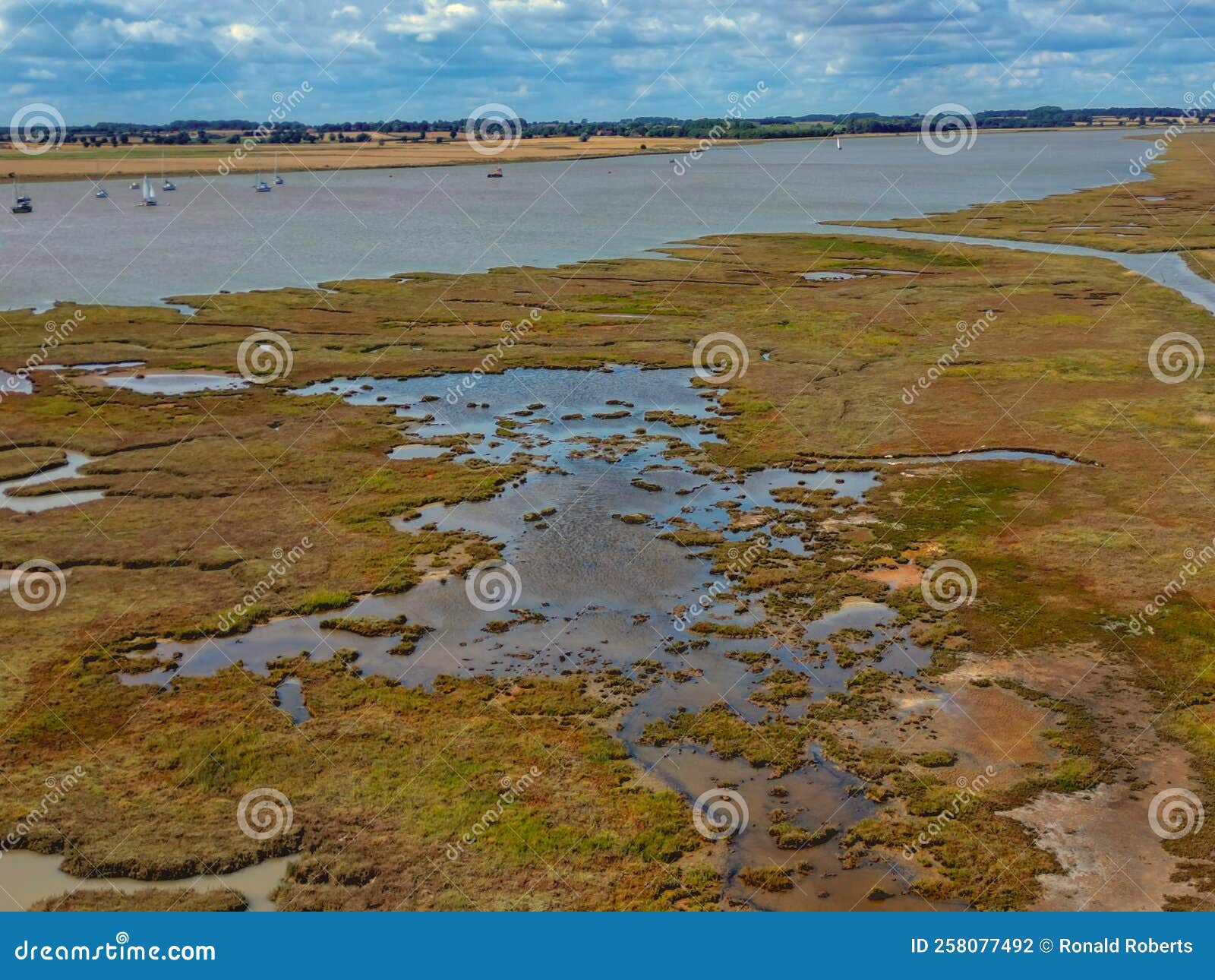 River Marshland Aerial View Stock Photo - Image of aerial, travel ...
