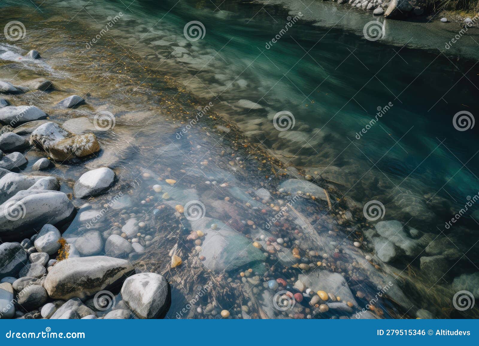 A River, with Microplastics Floating on the Surface Stock Illustration ...