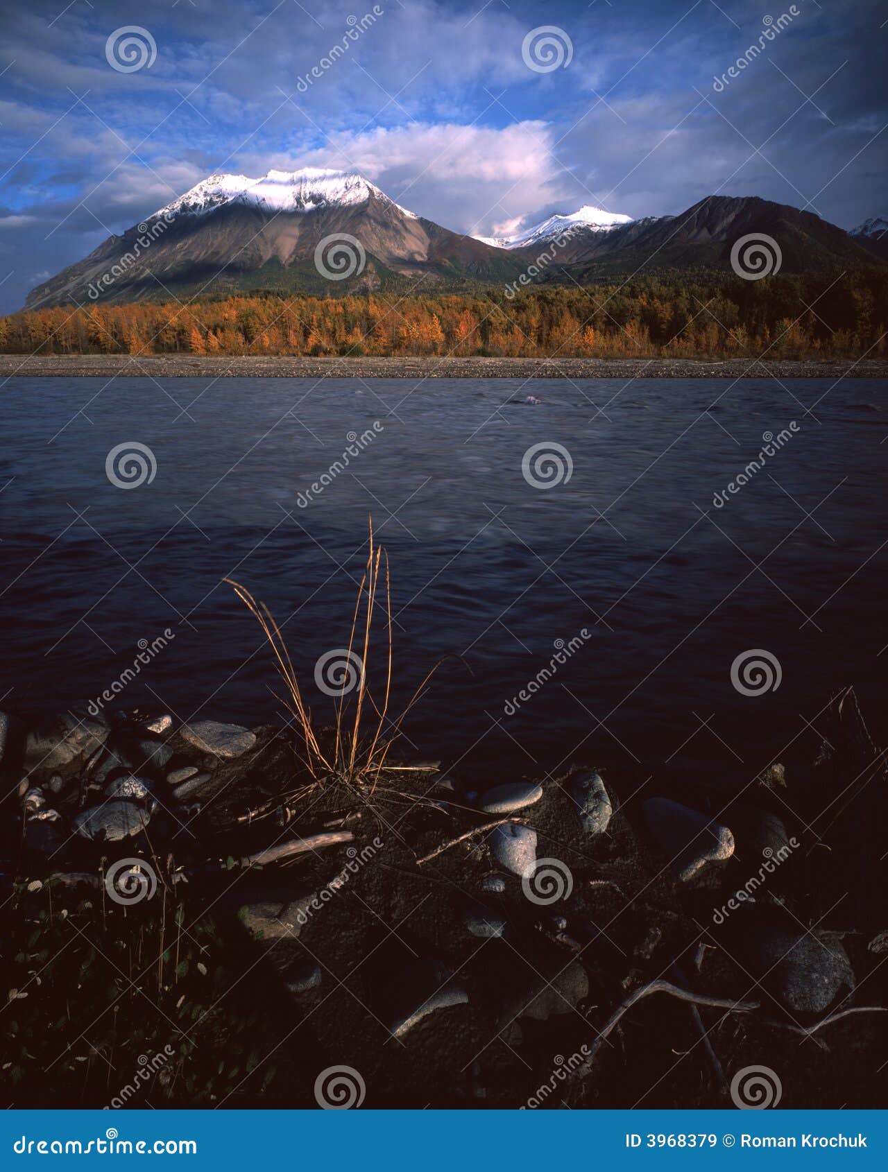 River and Mountain Fall Landscape in Alaska Stock Image - Image of ...