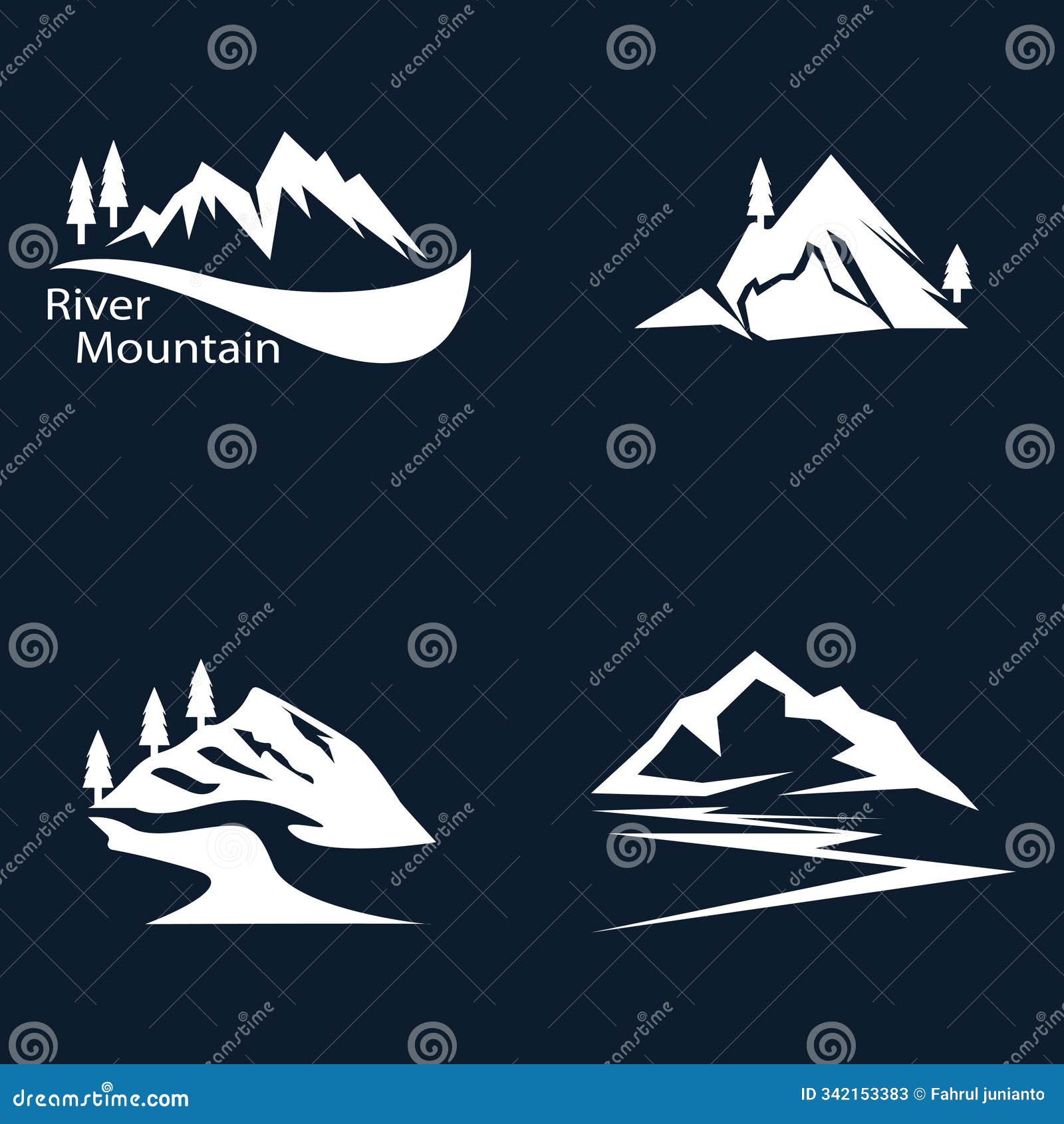 River Mountain Icon and Symbol Vector Illustration Stock Illustration ...