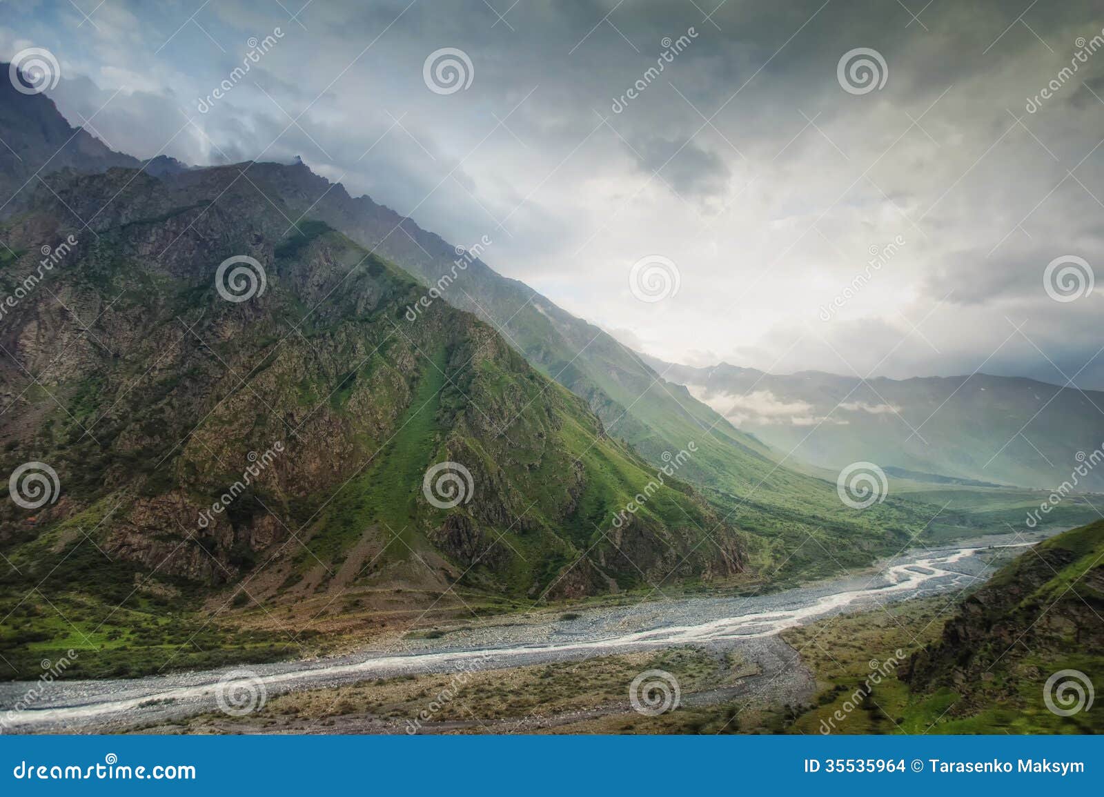 River between mountains stock photo. Image of grass, green - 35535964