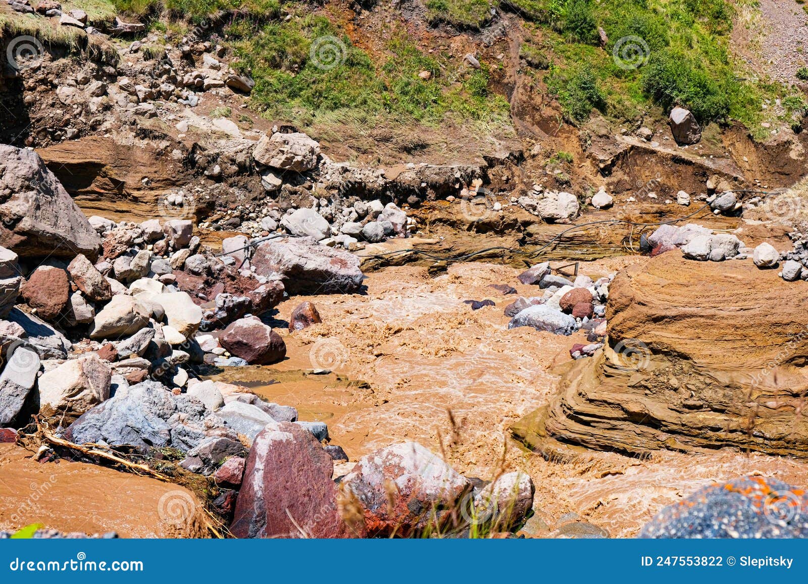 River after Mudflow in the Mountains Stock Photo - Image of ...