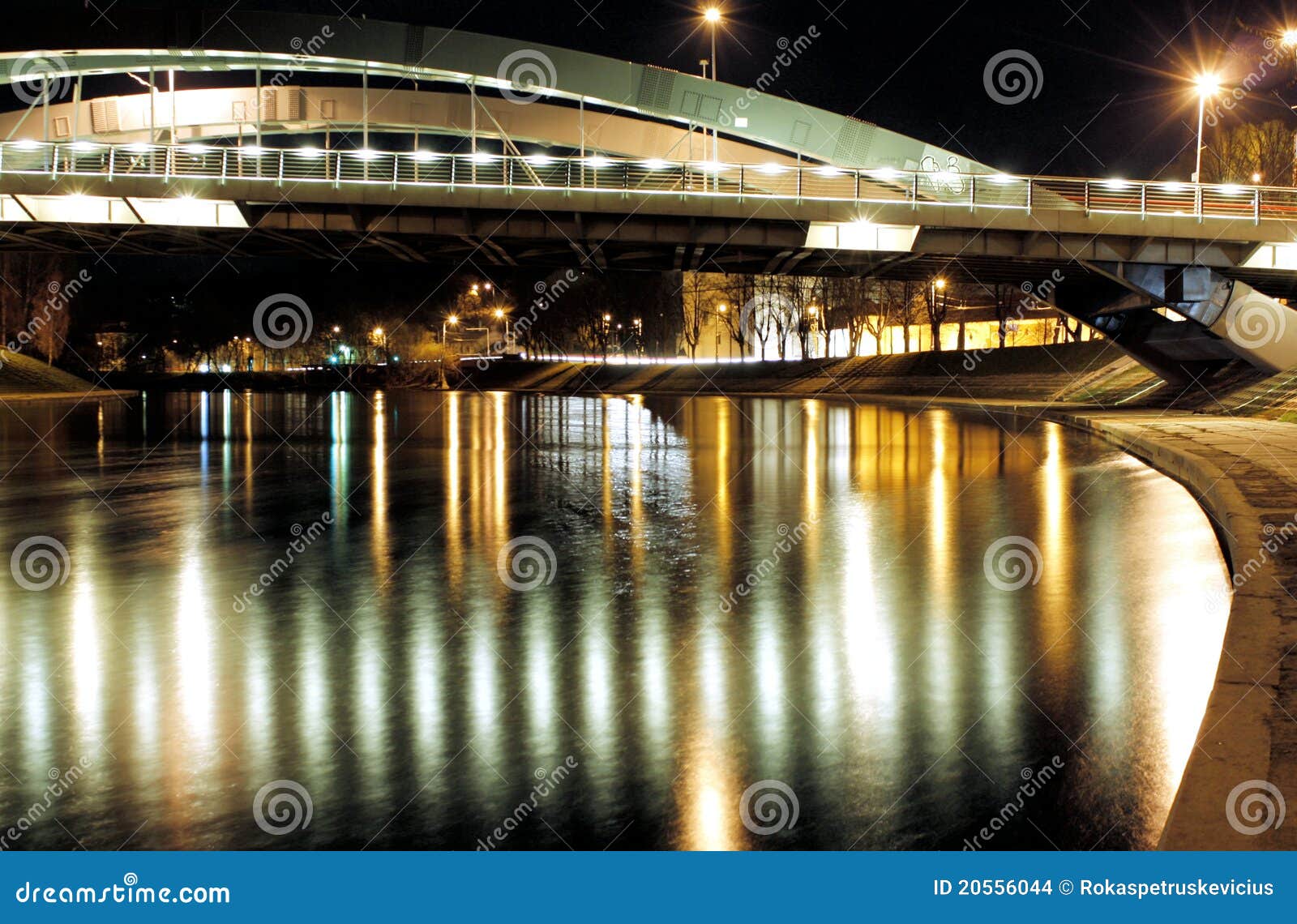 River Neris Refections at the Night Stock Photo - Image of reflection ...