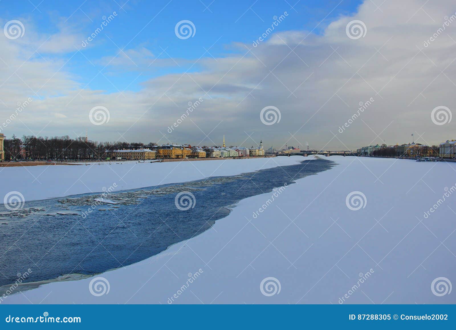 The River Neva is Covered with Ice and Snow Editorial Image - Image of ...