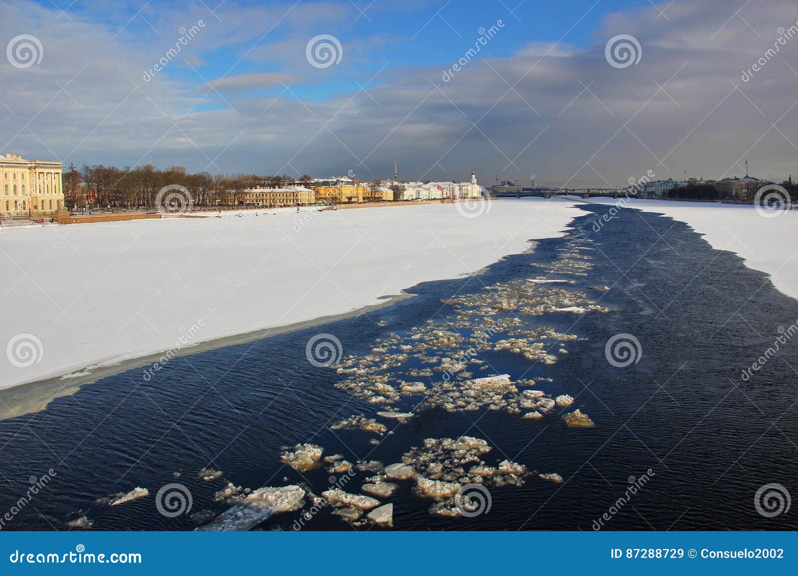 The River Neva is Covered with Ice and Snow Editorial Stock Image ...