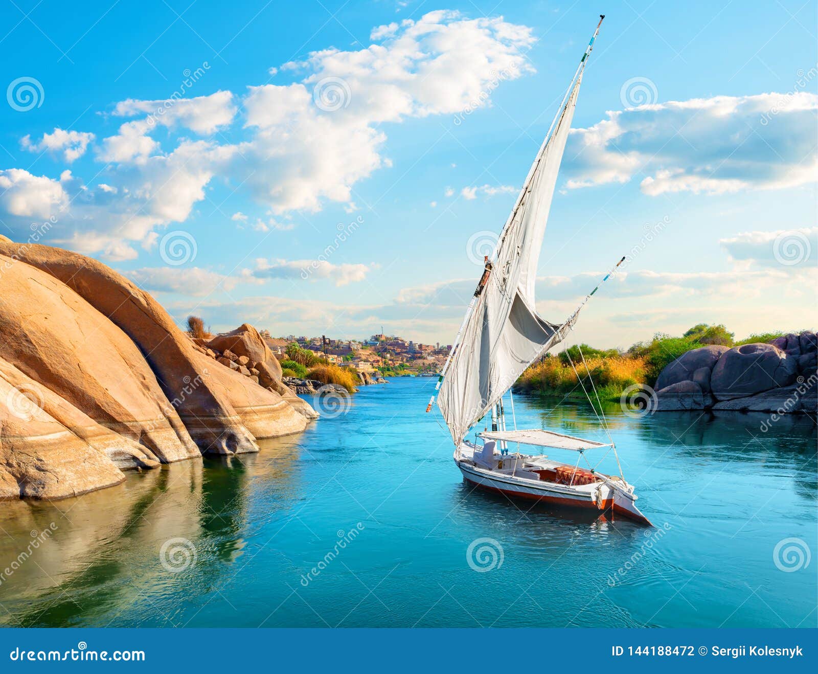 River Nile in Aswan stock photo. Image of desert, archeology - 144188472