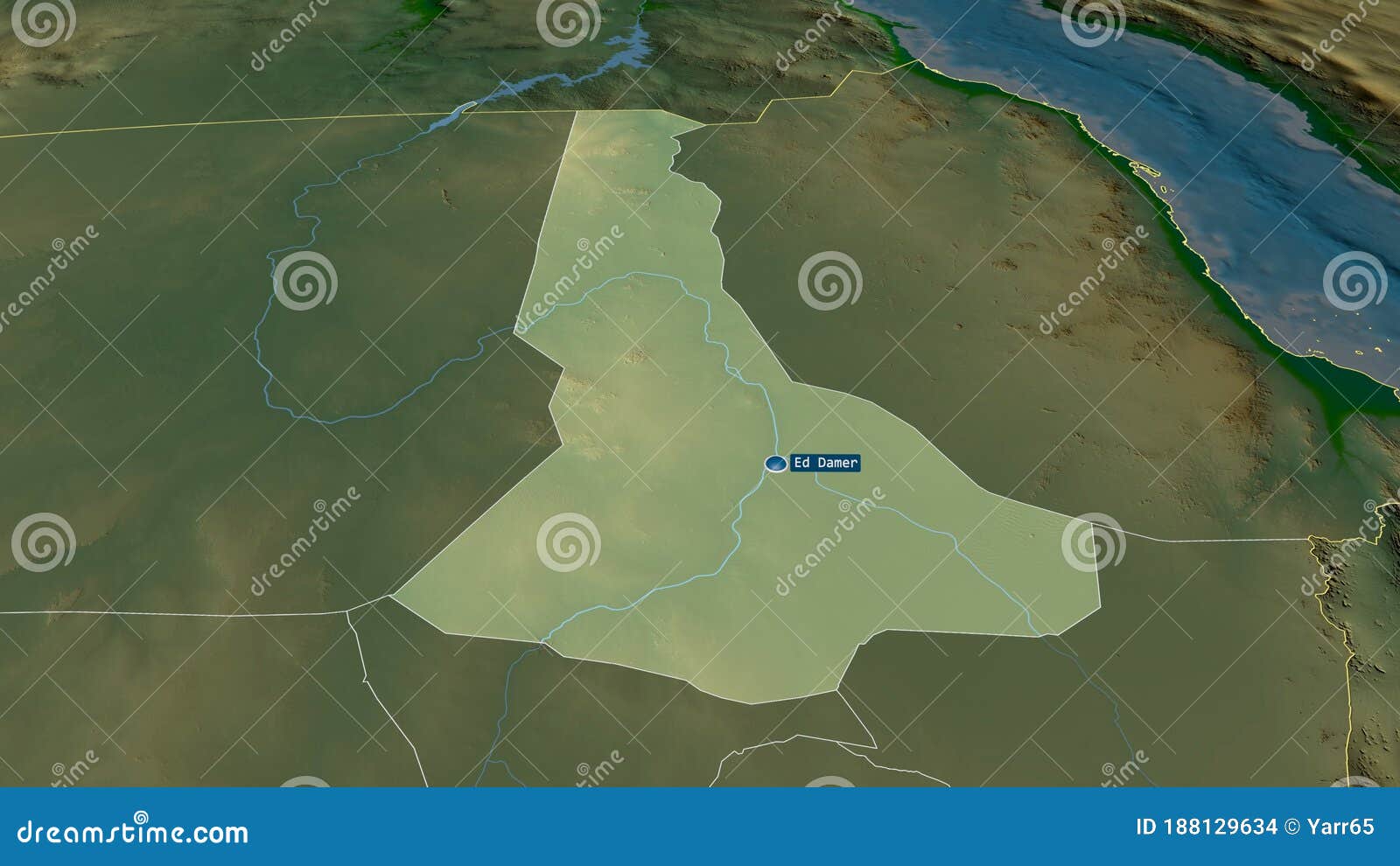 River Nile, Sudan - Highlighted with Capital. Physical Stock ...