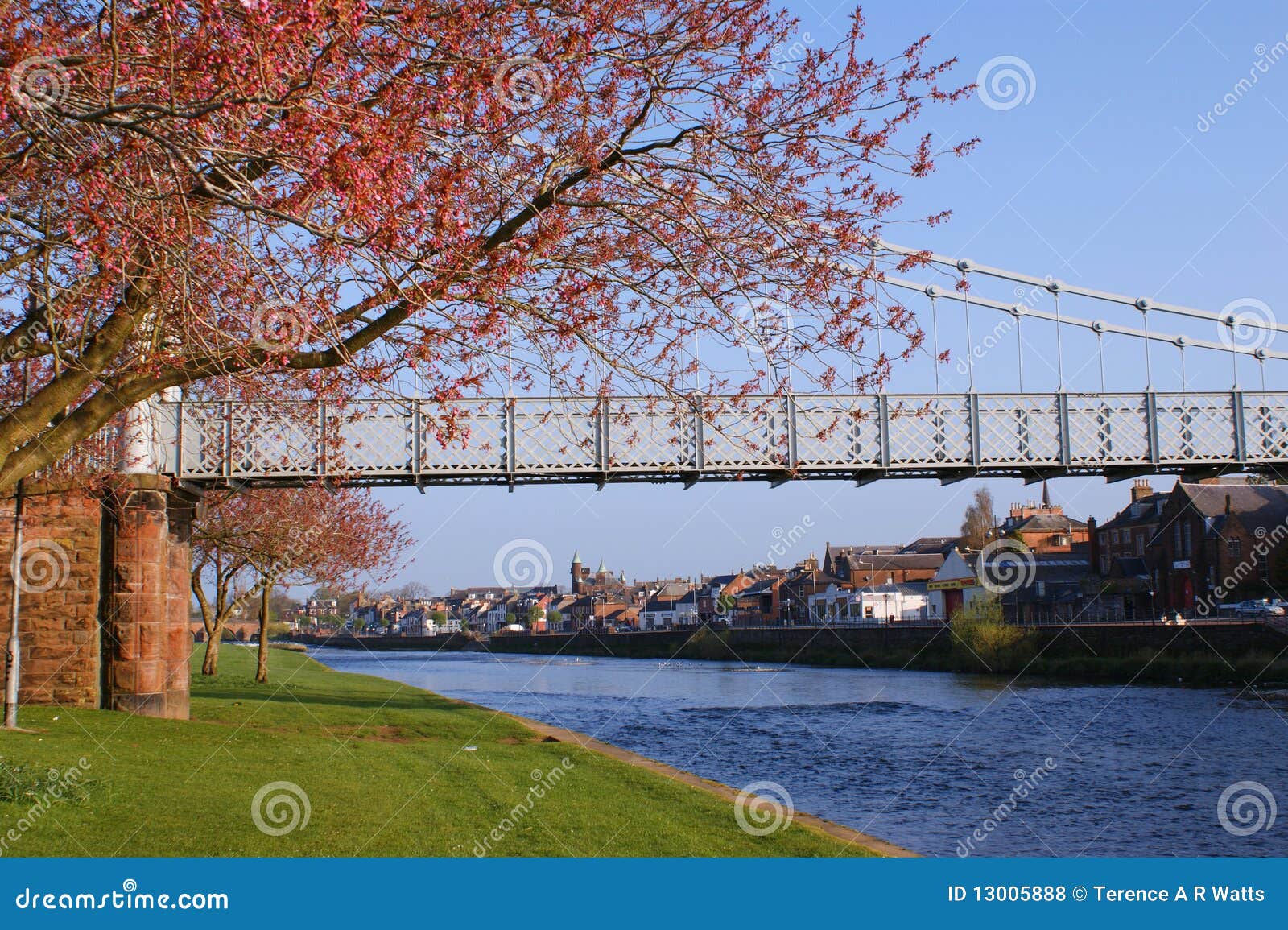 River Nith Suspension Bridge, Dumfries Stock Photo - Image of landmark ...