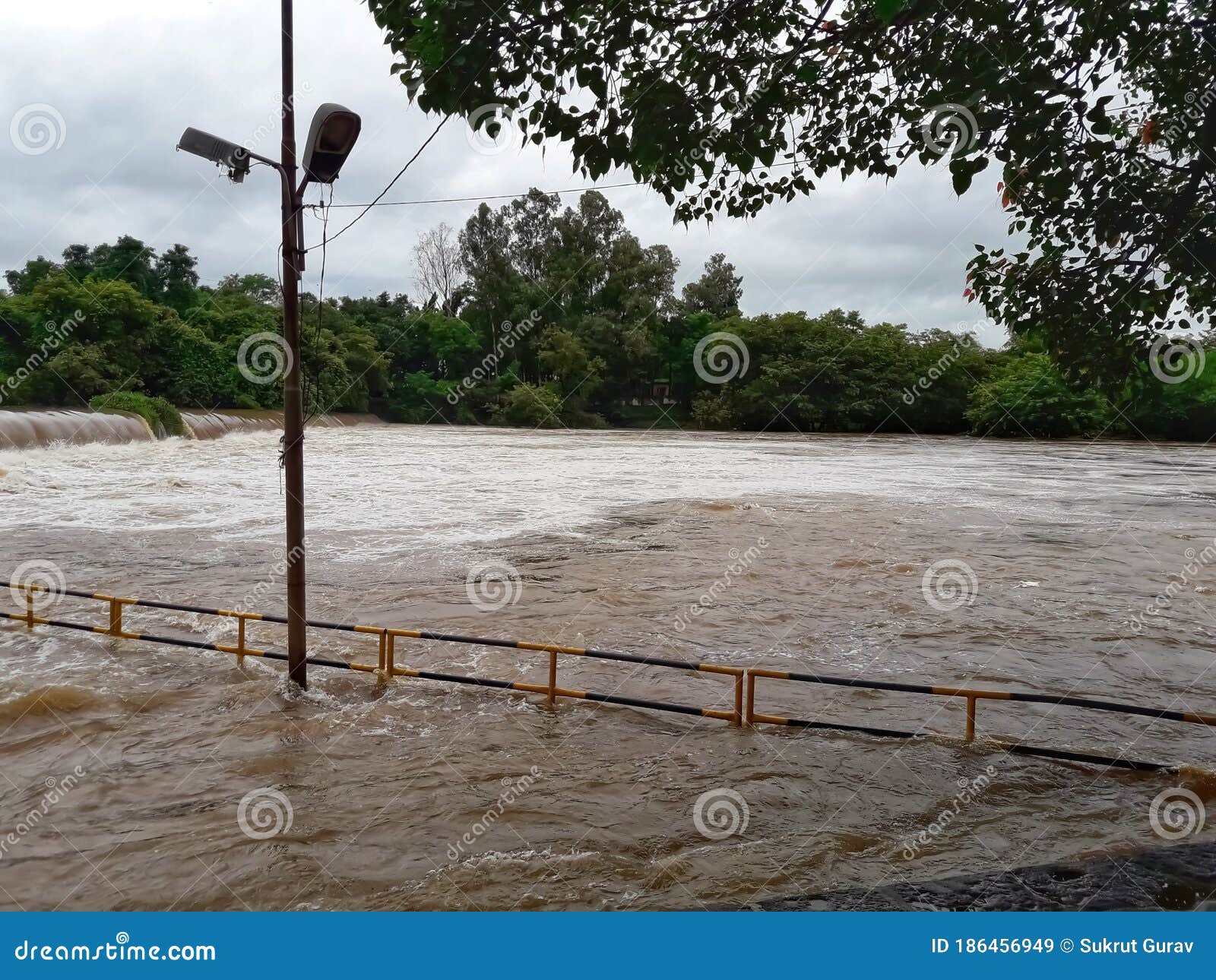 River Overflow Over the Bridge Stock Image - Image of soil, sand: 186456949