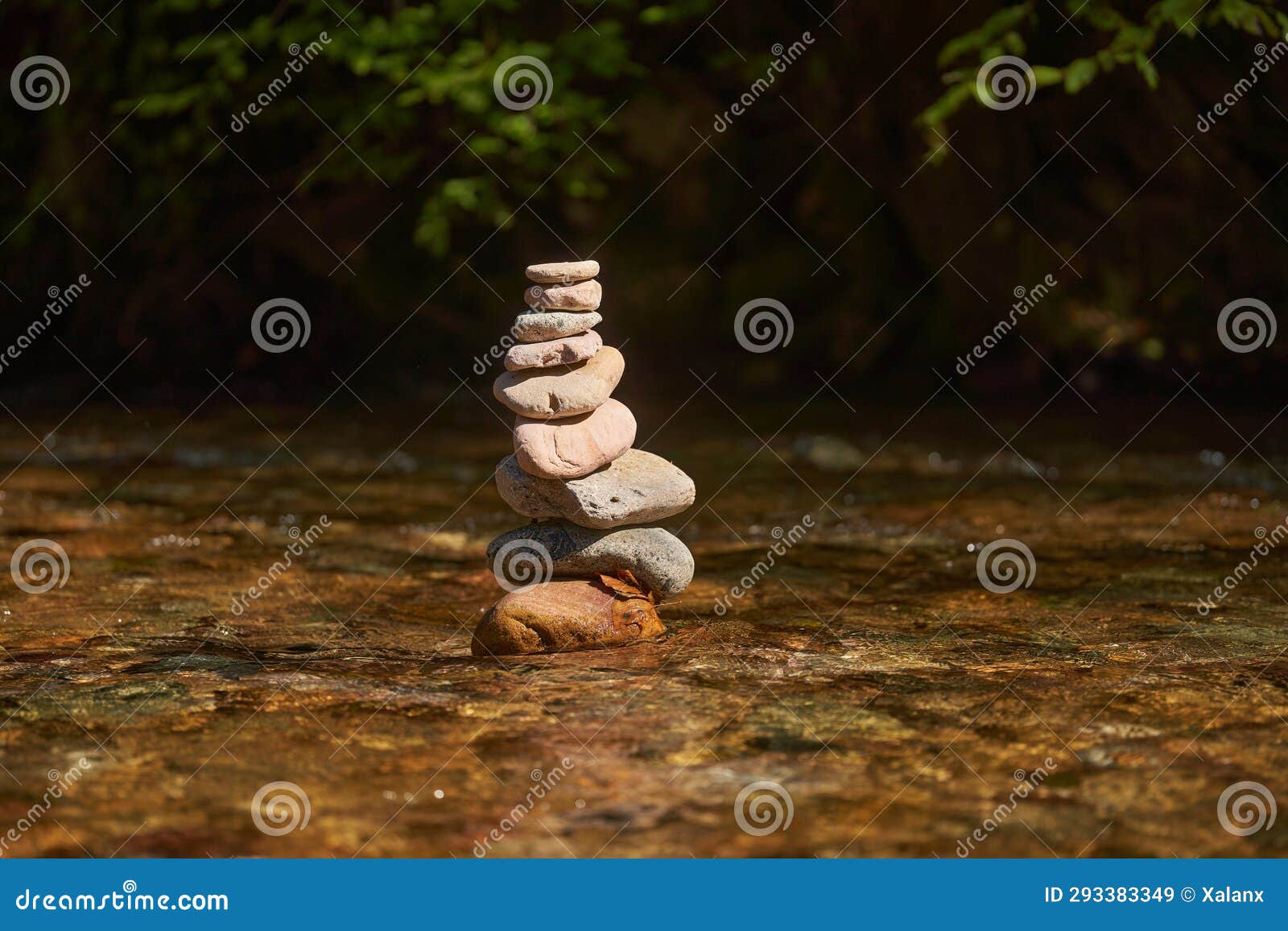 River Pebbles Stacked in Towers Stock Image - Image of pile, stone ...