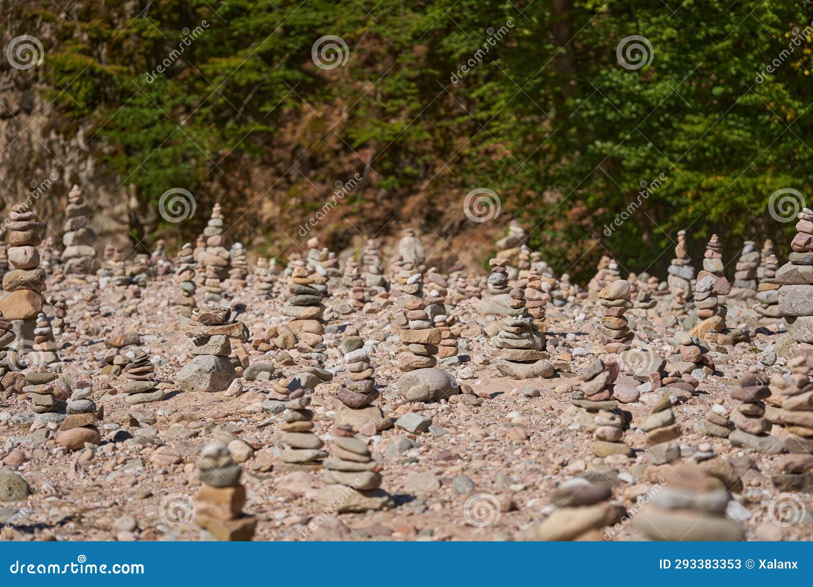 River Pebbles Stacked in Towers Stock Image - Image of balance, natural ...