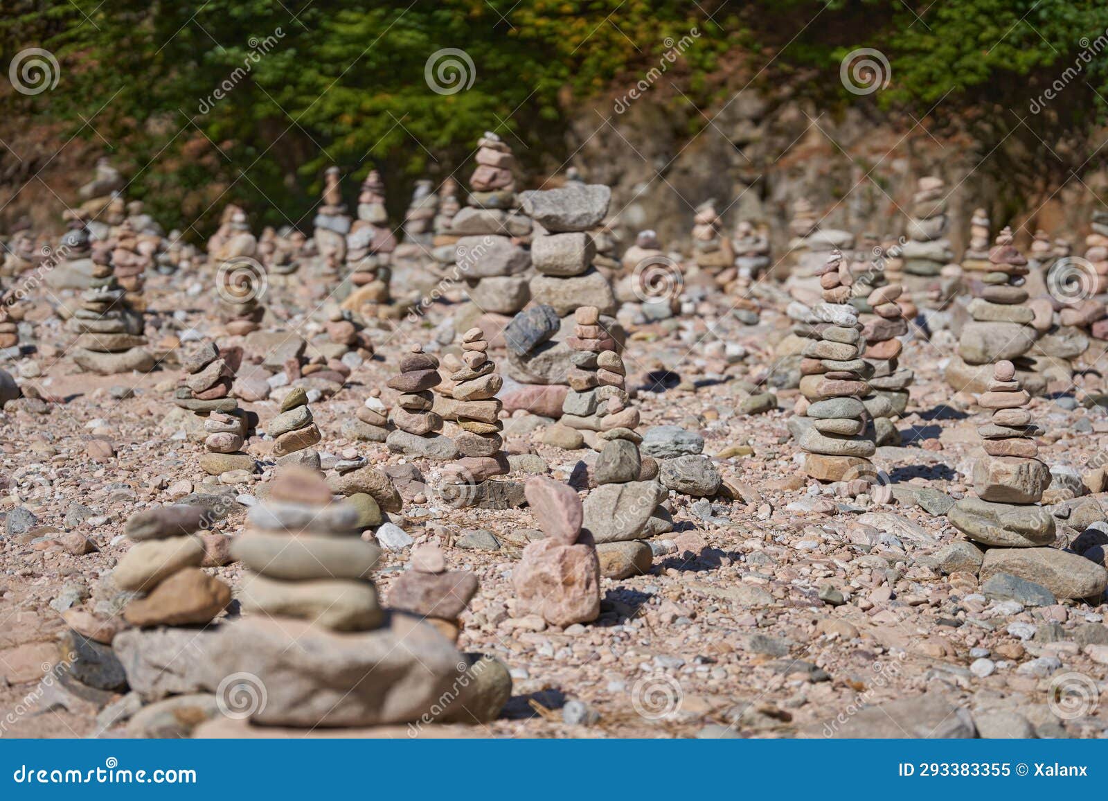 River Pebbles Stacked in Towers Stock Image - Image of pebble, relax ...