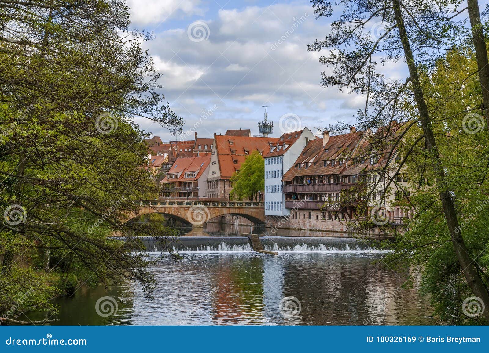 River Pegnitz in Nuremberg, Germany Stock Image - Image of architecture ...