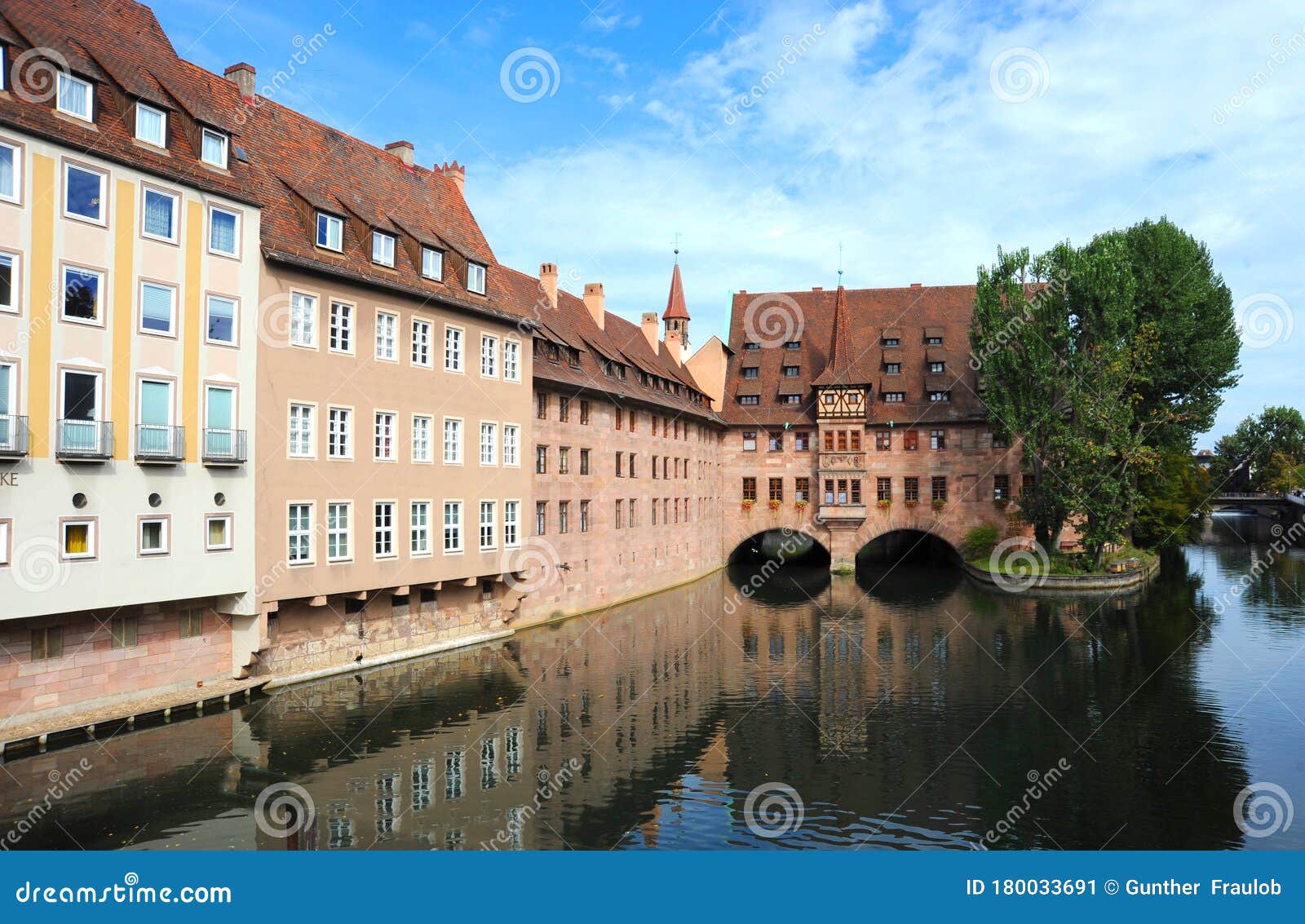 On the River Pegnitz in the Old Town of Nuremberg, Germany. Stock Image ...