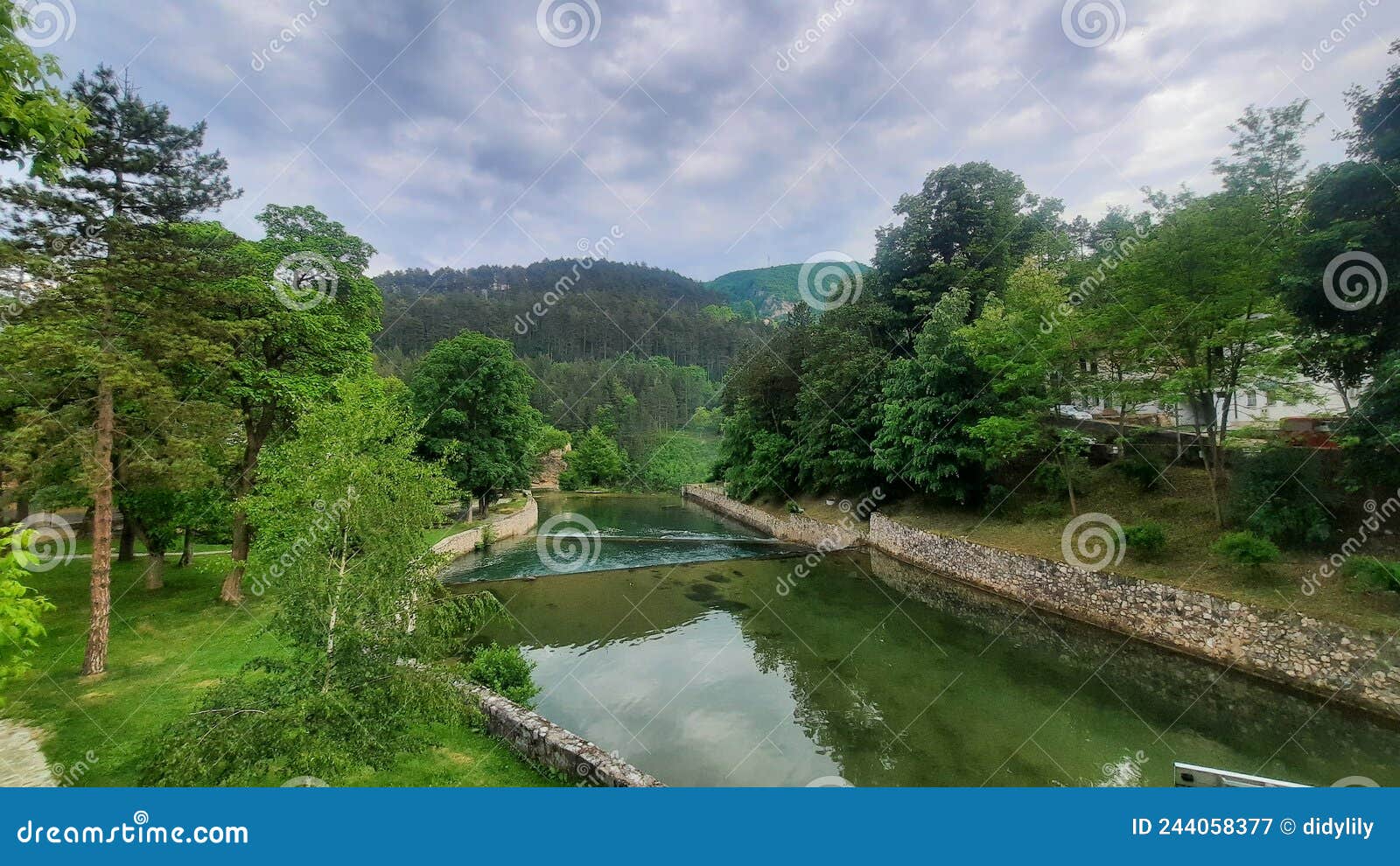 River of Pliva in Jajce stock image. Image of stream - 244058377